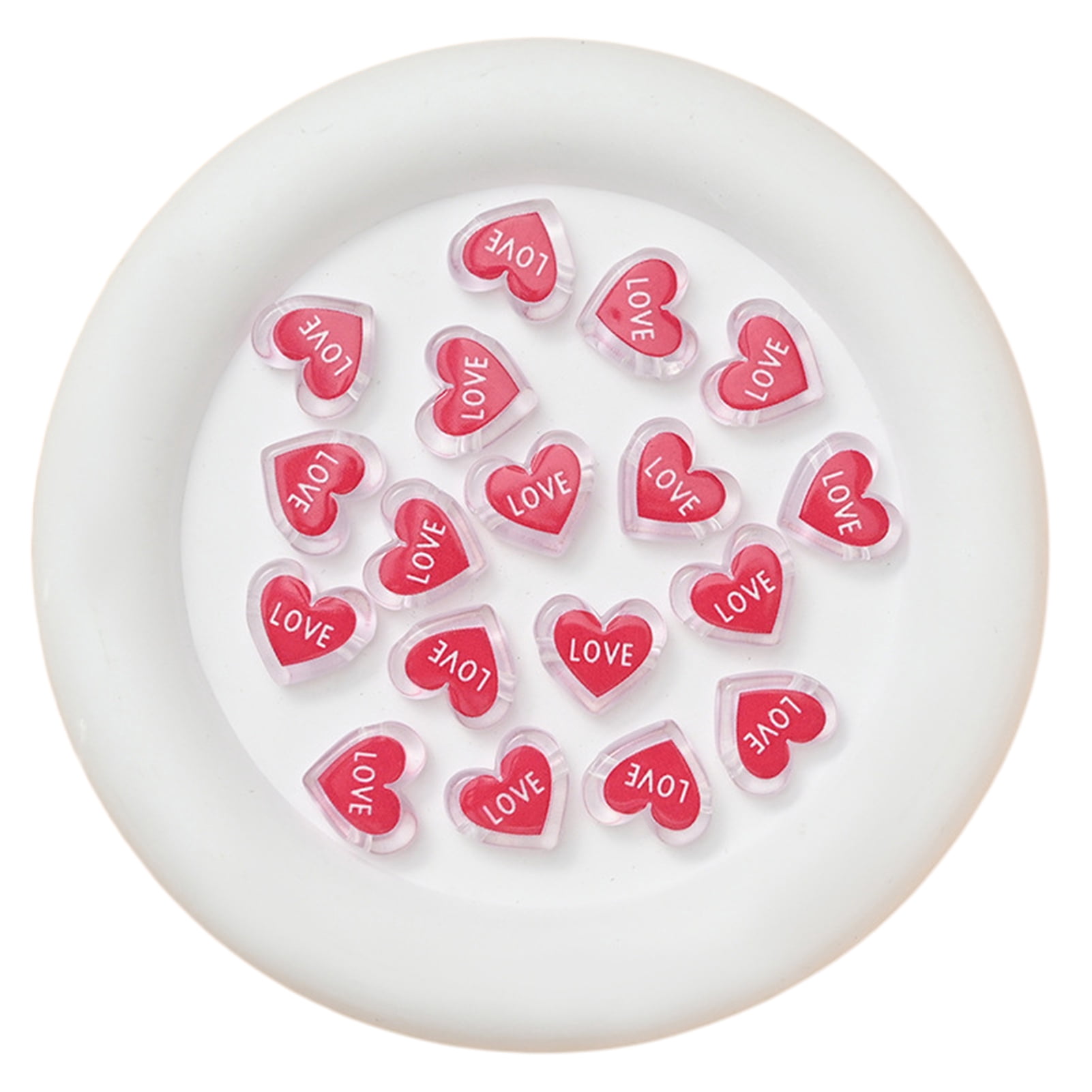 Valentine's Day Craft Supplies 50pcs Clear Pink Heart Beads – 12mm ...