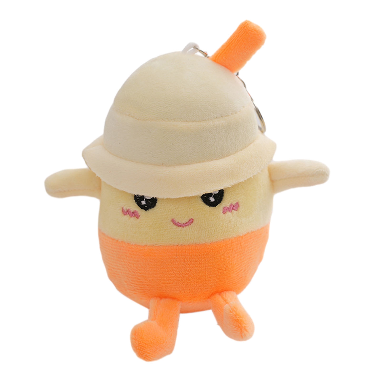 vnanda Bubble Tea Cup Keychain Plush Milk Tea Cup Keychain Cute Cartoon Embroidery Face Fuzzy ...