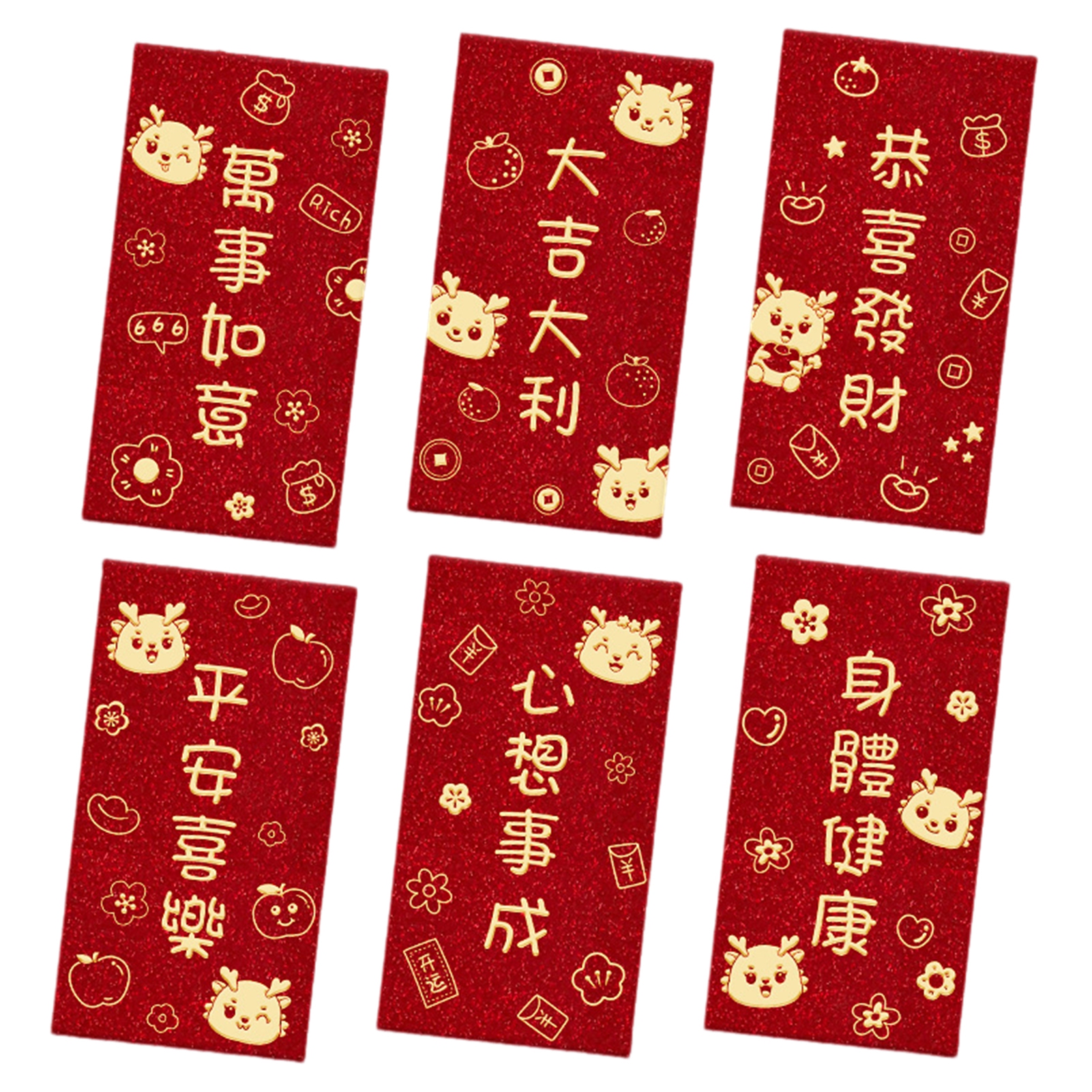 vnanda Chinese New Year Red Envelopes 6pcs Red Envelope Exquisite ...