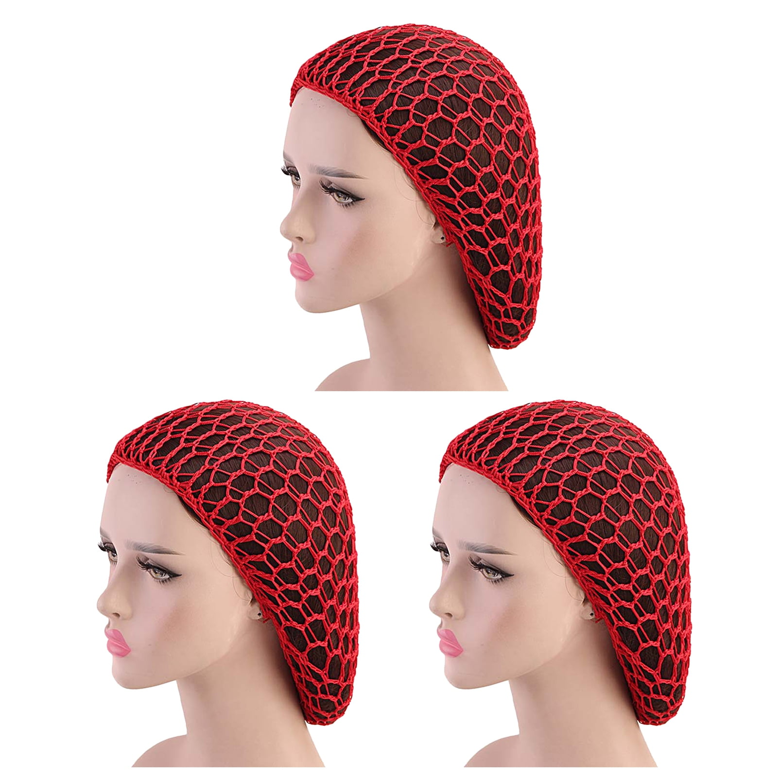 vnanda Crochet Hair Net 3 Pcs Mesh Hair Net Set Even Mesh Hand Woven ...
