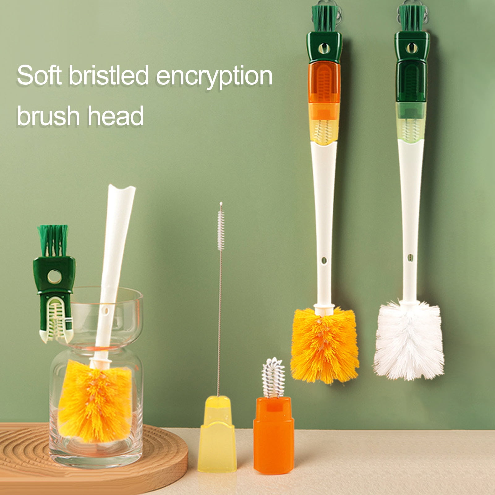 vnanda Cup Brush with Hanging Hole Silicone 5-in-1 Bottle Brush Nylon ...