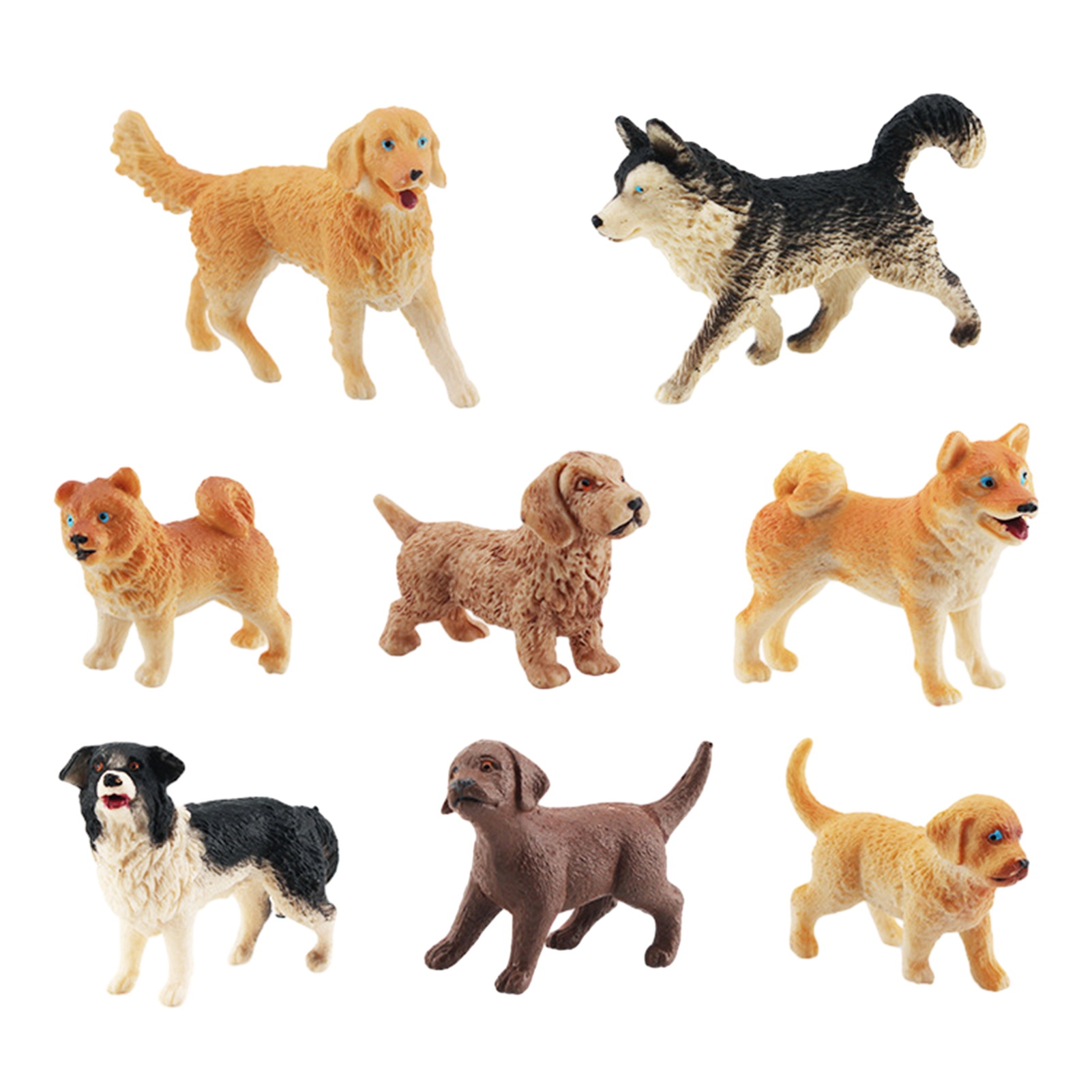 vnanda Dog Figurine 8pcs Simulation Dog Statue Model Cute Shiba- Golden ...