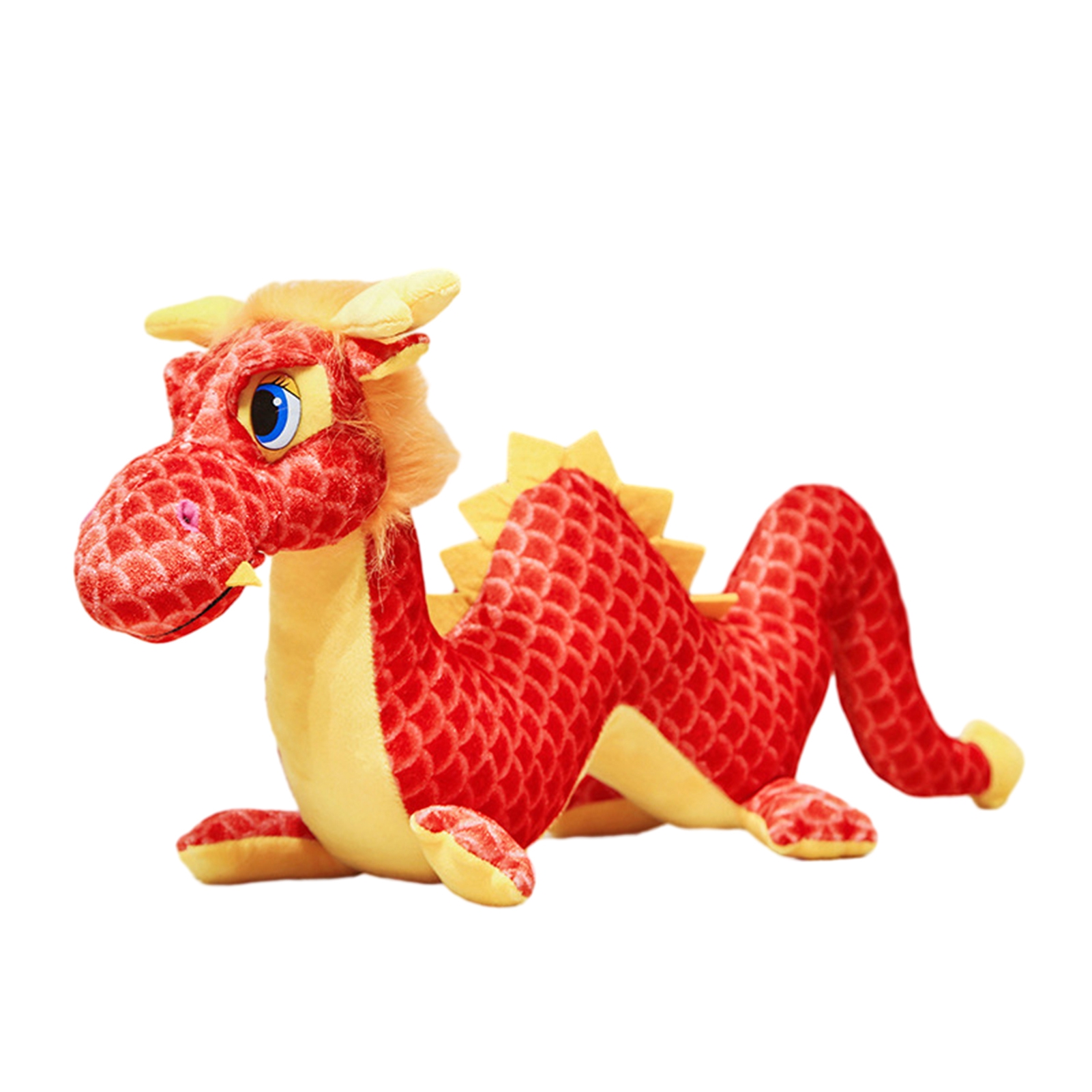 vnanda Dragon Toy with Horns Tail Chinese Dragon Plush Scales Print ...