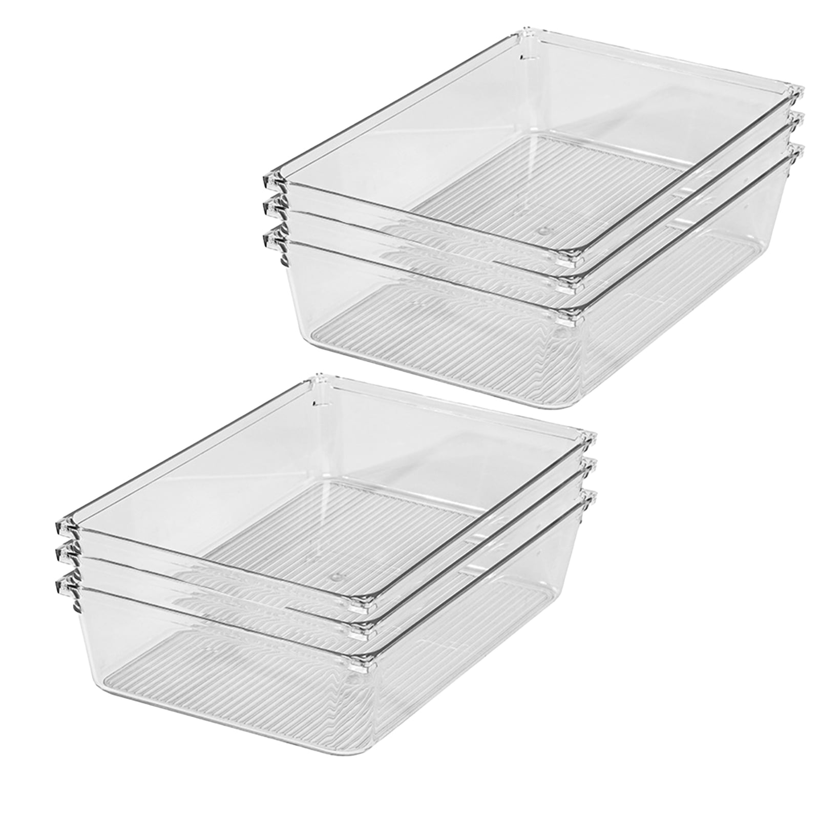 vnanda Drawer Storage Box 6pcs Clear Drawer Organizer Non Slip ...