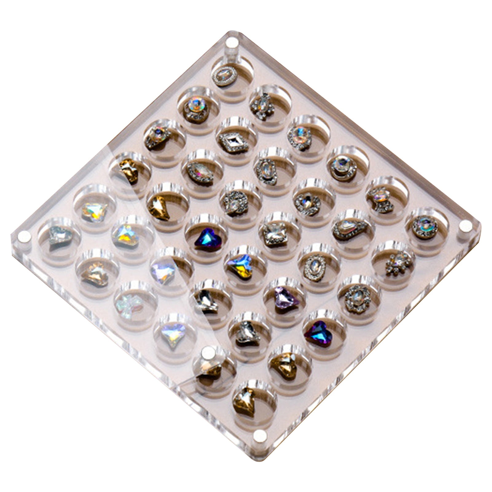 vnanda Easy Access Nail Bead Container Acrylic Nail Box Clear Storage ...