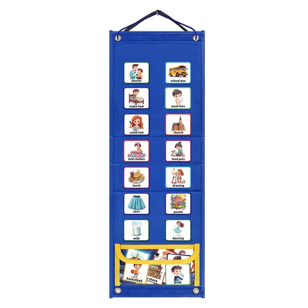 vnanda Flash Card Storage Pocket 1 Set Kids Visual Schedule Chart A Fun ...