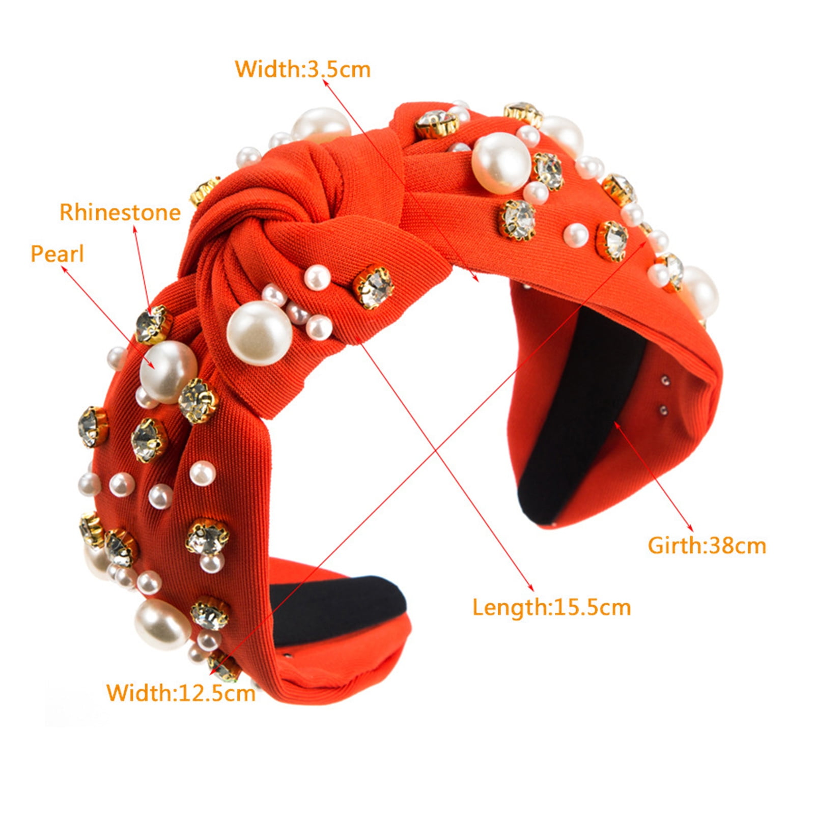 Vnanda Girls Hair Hoop Fashion Knotted Wide Headband With Faux Pearls