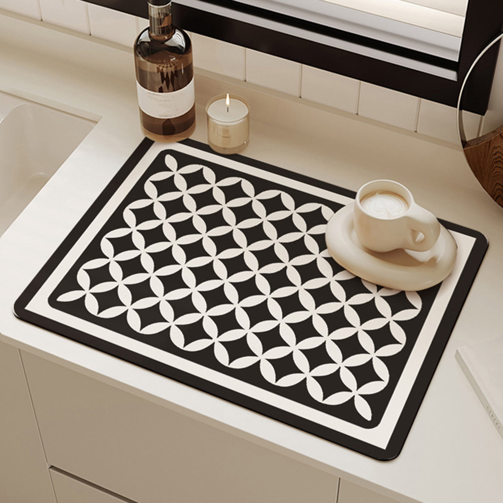 vnanda High Water Absorption Kitchen Mat Geometric Print Kitchen ...