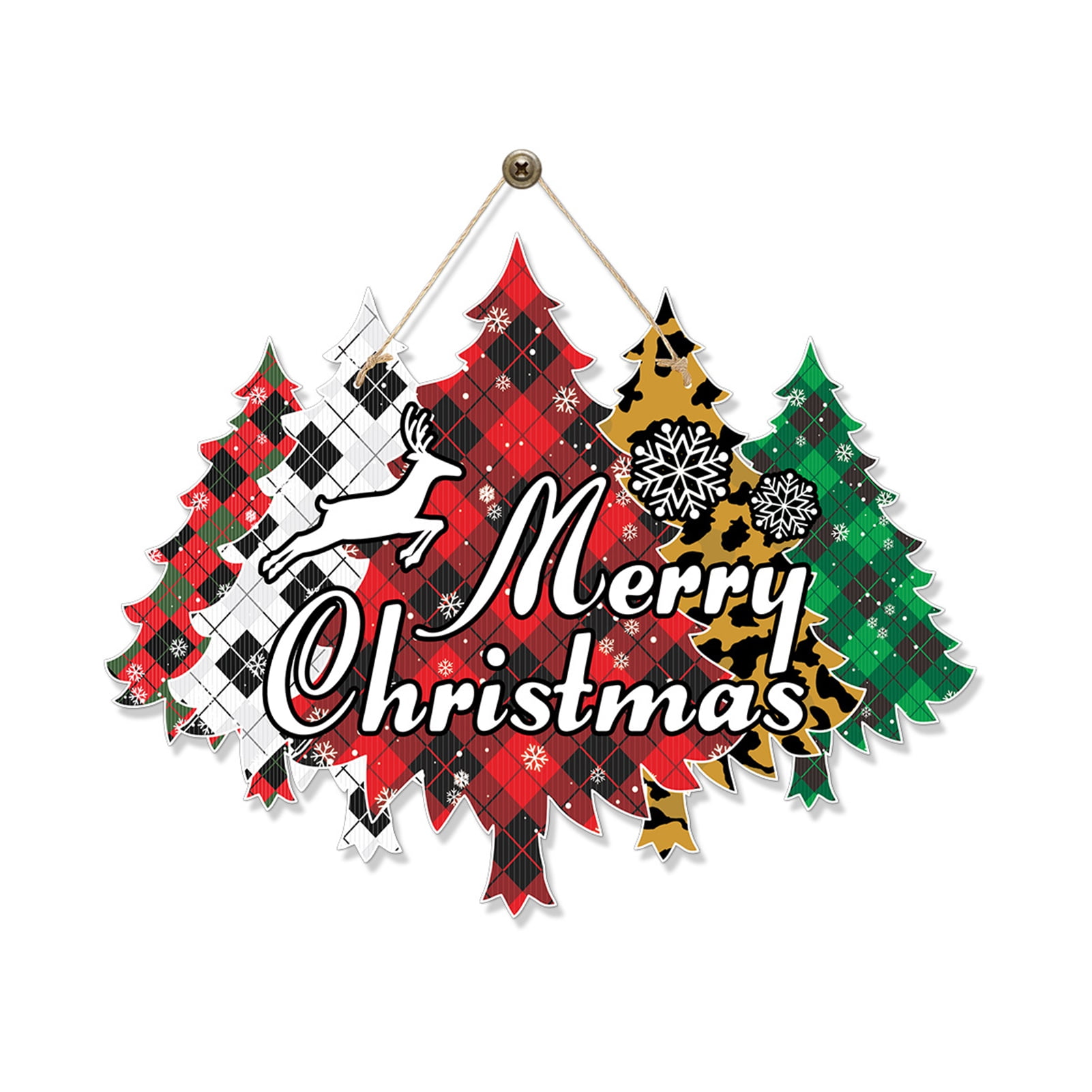 vnanda Holiday Home Decoration Christmas Paper Door Sign Gnome Tree Elk ...