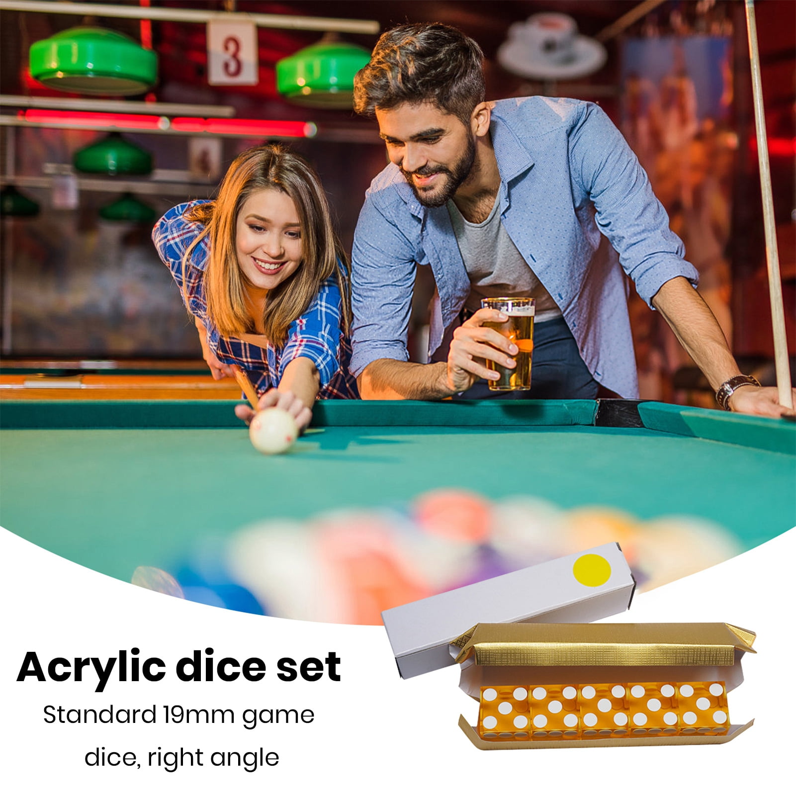 vnanda Leisure Game Dice Props Set of 5 Colorful Transparent Acrylic ...