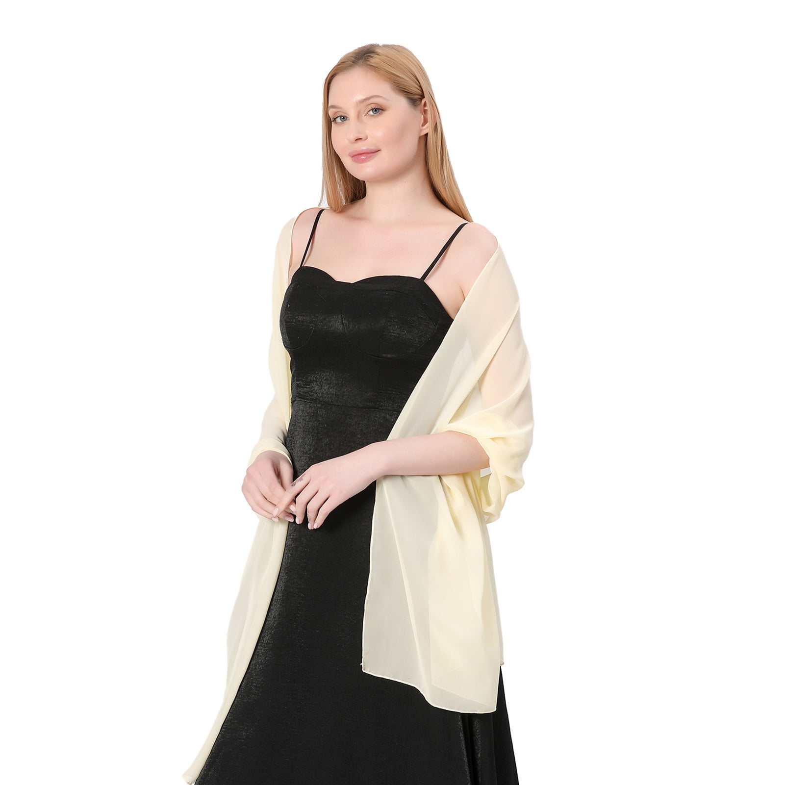 vnanda Party Shawl Scarf Solid Color Chiffon Bride Shawl for Wedding ...