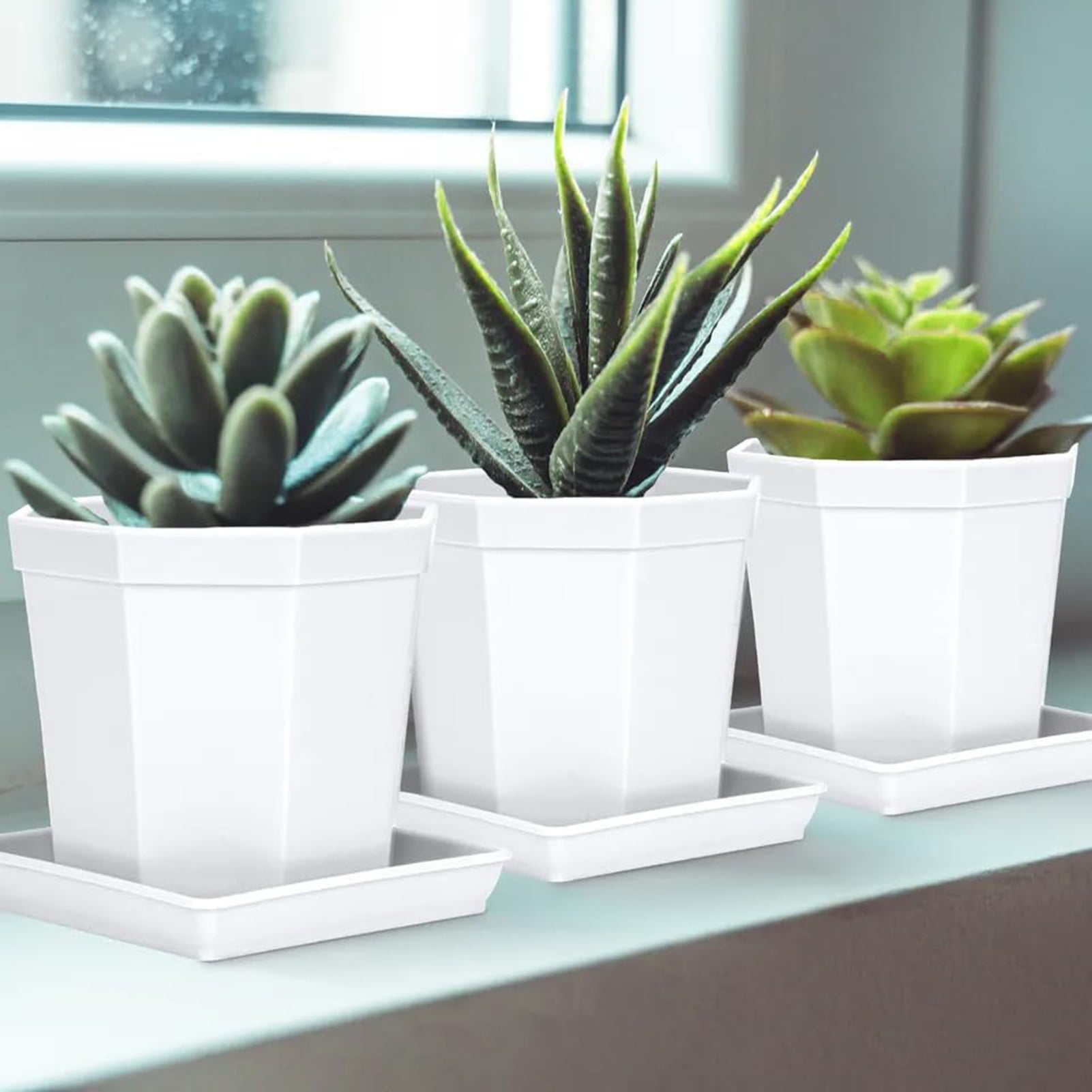 vnanda Planting Tray for Pots Square Plastic Plant Tray Set 5 Durable ...