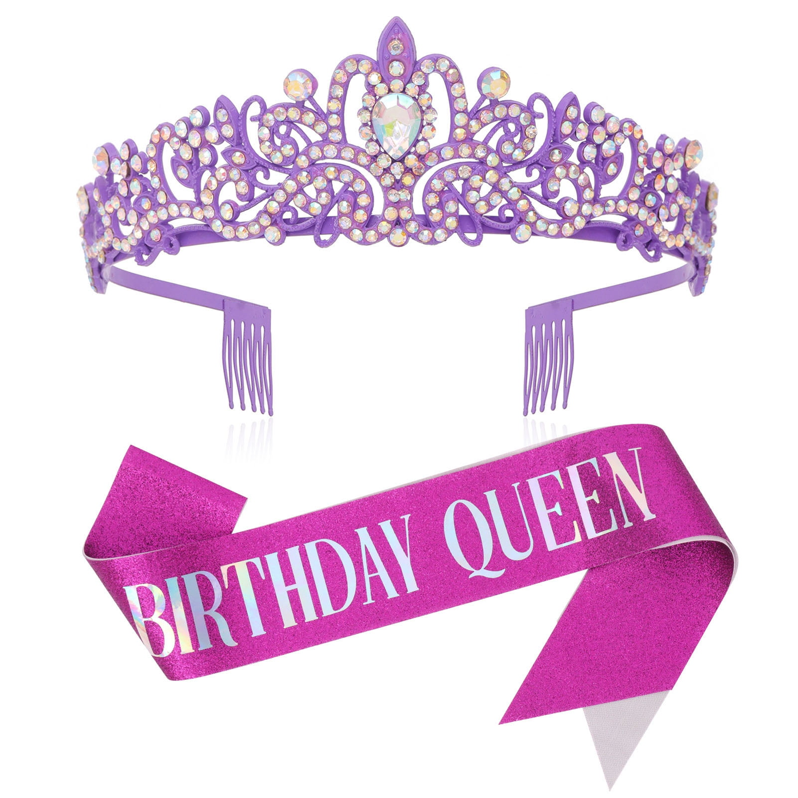 vnanda Prom Queen Crown 1 Set Etiquette Belt Queen Crown Two-piece Set ...