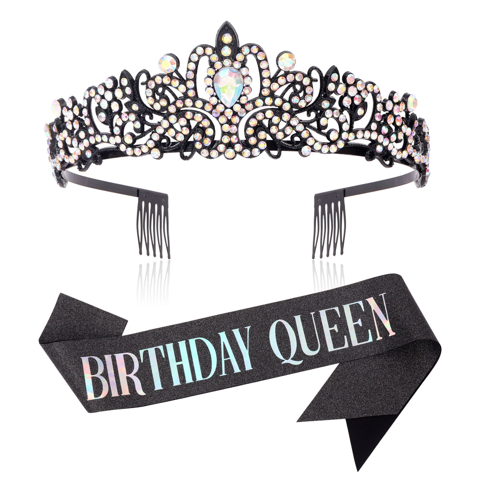 vnanda Prom Queen Crown 1 Set Etiquette Belt Queen Crown Two-piece Set ...