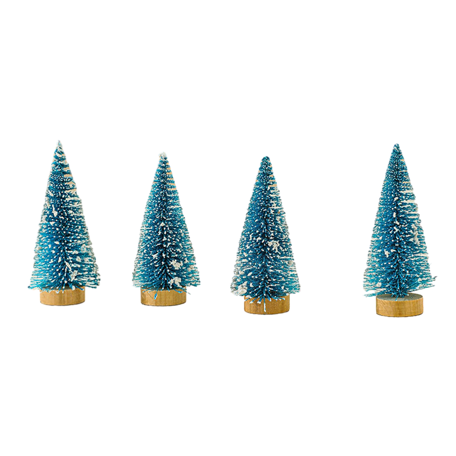 vnanda Round Wooden Base Decoration 4pcs Mini Christmas Tree Realistic ...