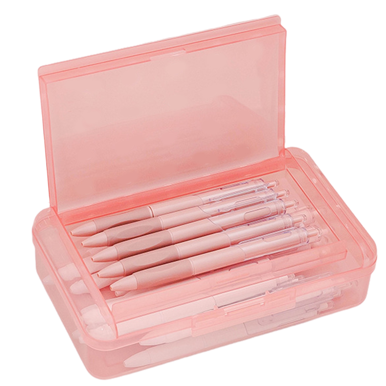 vnanda Stackable Pencil Box Transparent Plastic Pencil Case Button ...