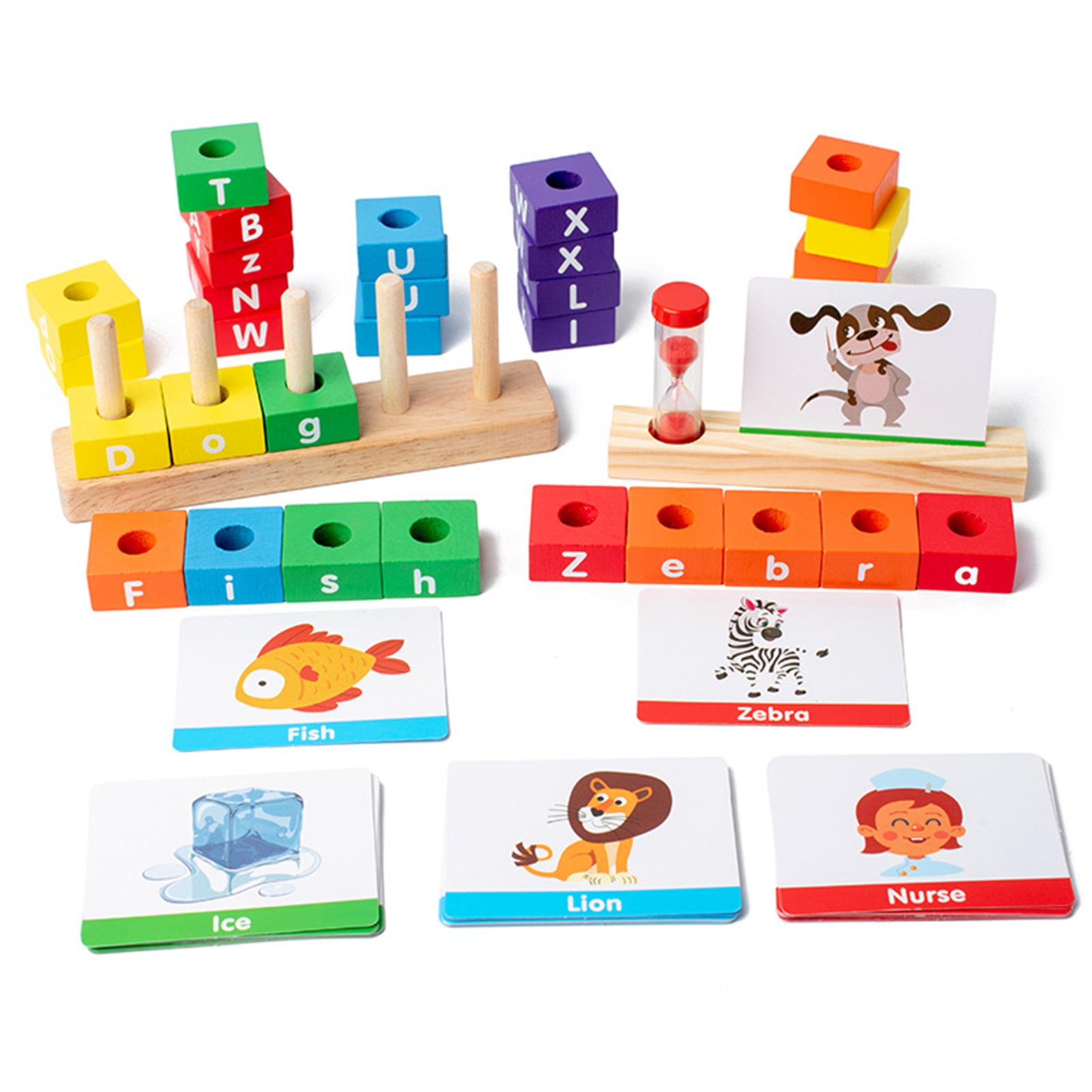 vnanda Wooden English Letters Spelling Words Building Blocks English ...