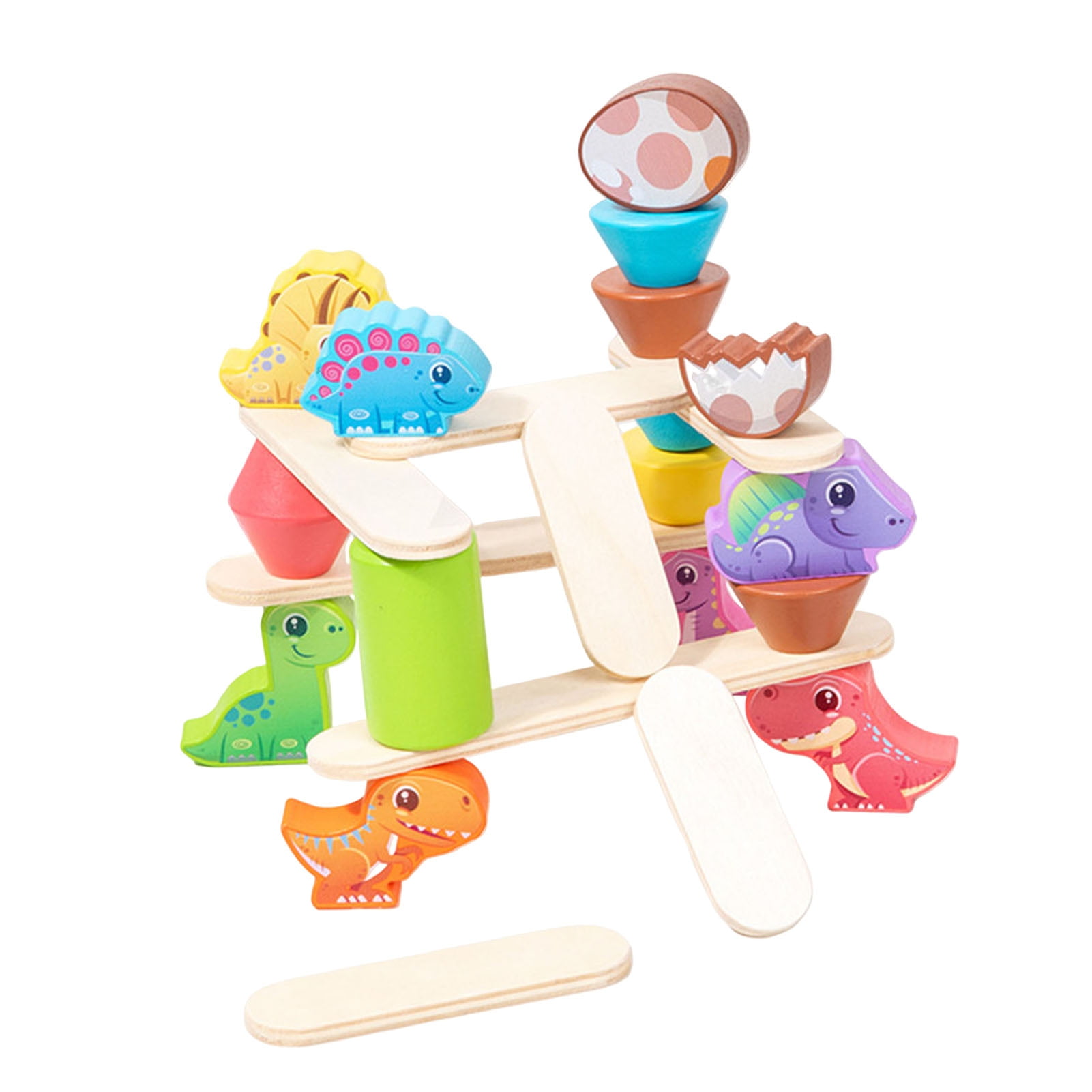 vnanda Wooden Stacking Toy Wooden Stacking Balance Block Toy Set Skill ...