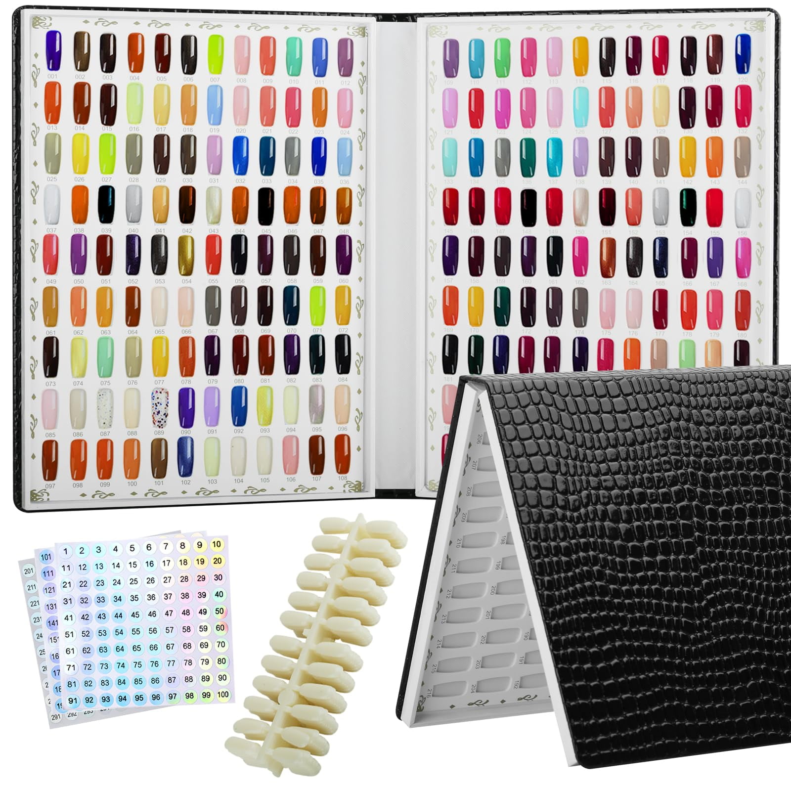 vnjaoi 216 Nail Color Chart Display Book with 240PCS False Nail Tips ...