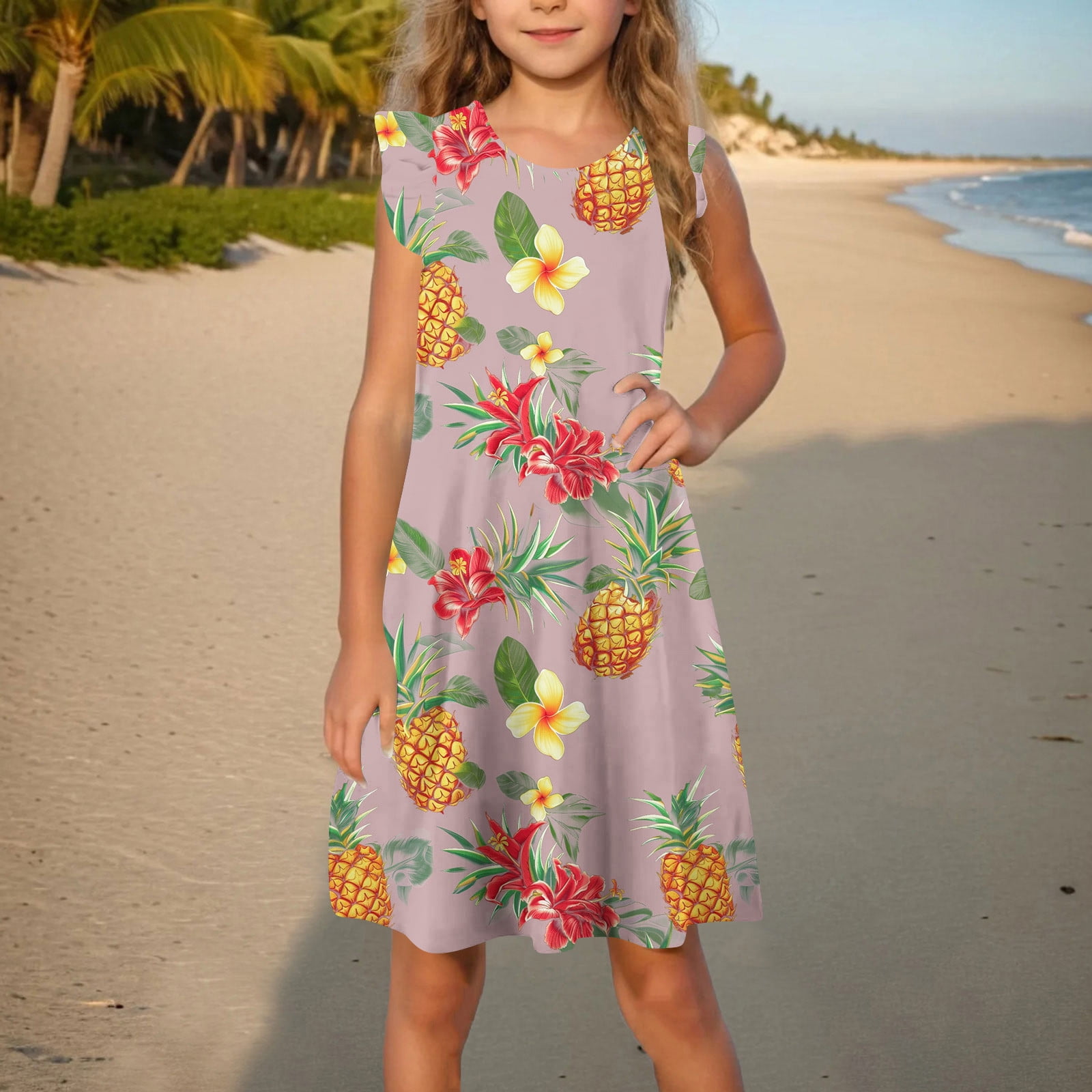 vokkrv Girls Summer Dress Tween Flutter Sleeve High Low Formal Dresses for Wedding Party ...