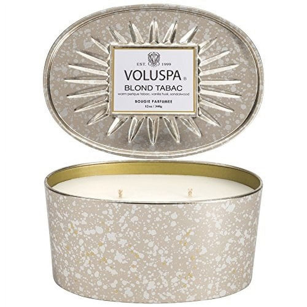voluspa blond tabac 2 wick candle in decor oval tin 11 oz - Walmart.com