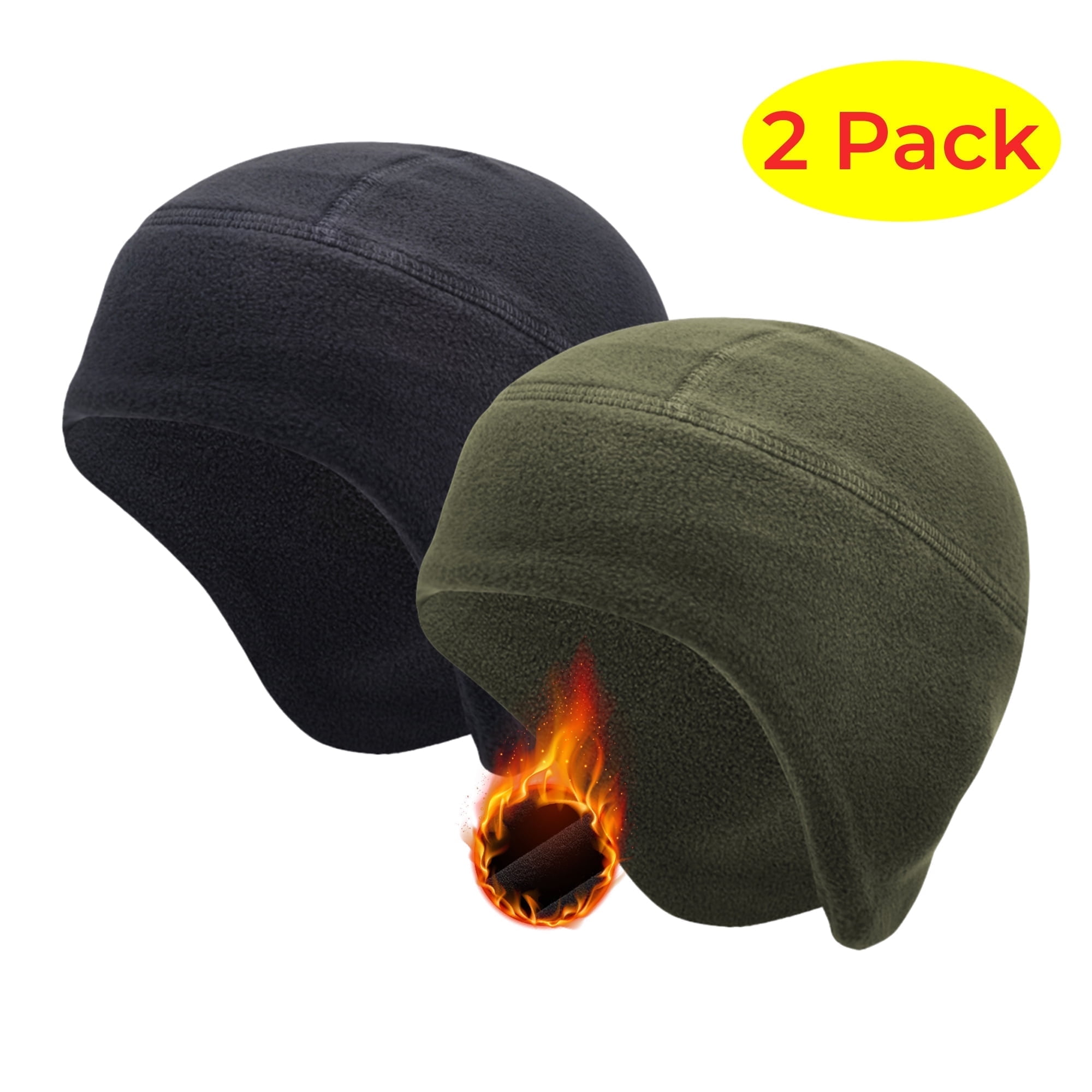 voofly 2 Pack Polar Fleece Beanie Helmet Liner Skull Cap for Men with ...