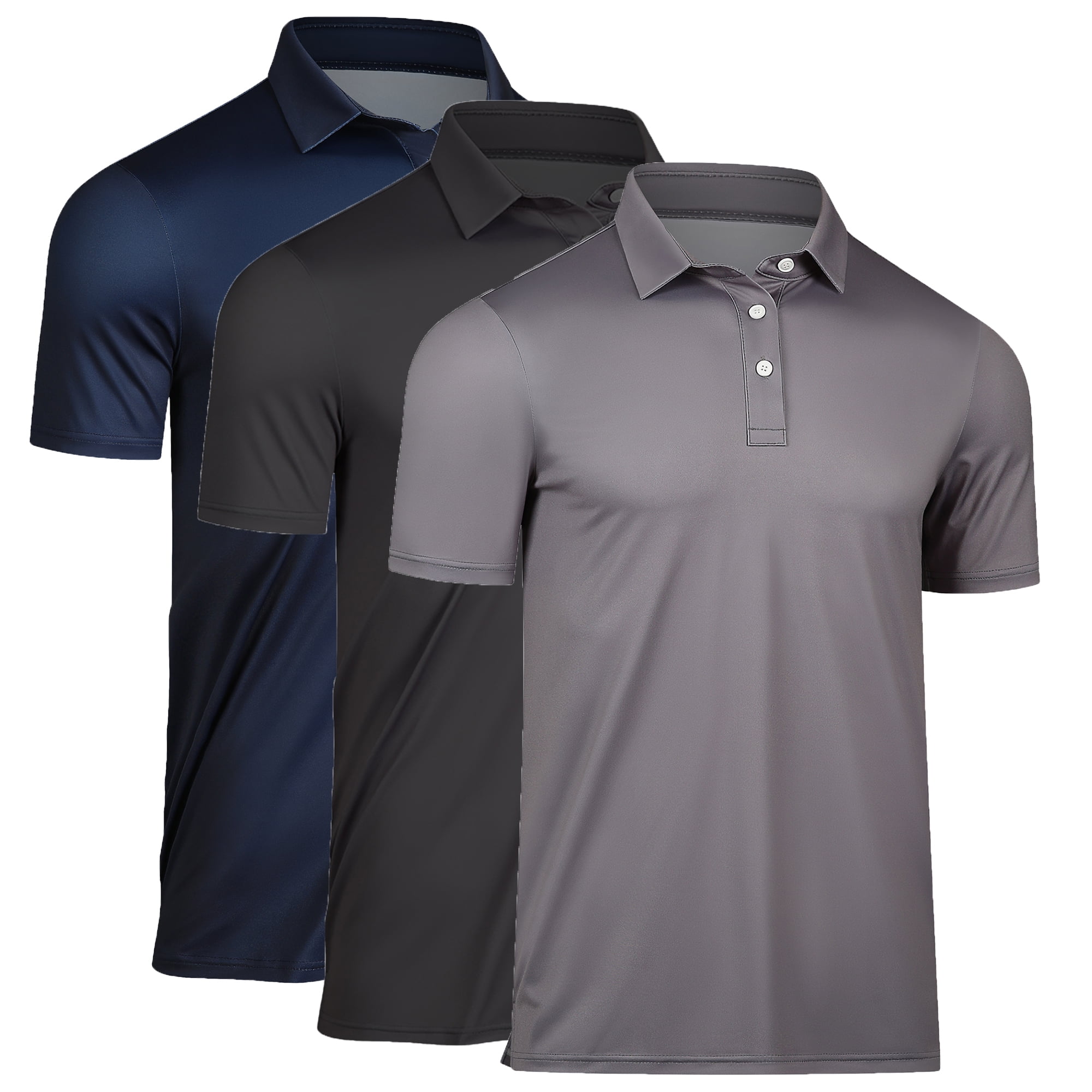 voofly 3 Pack Polo Shirts for Men Dry Fit Performance Short Sleeve Golf ...
