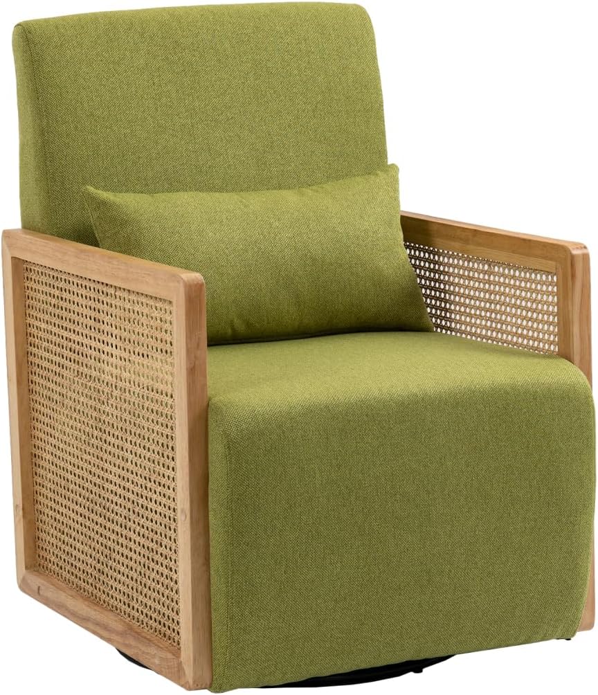 voqoomkl Modern Upholstered Swivel Chair, 360 Degree Rotation Arm Chair ...
