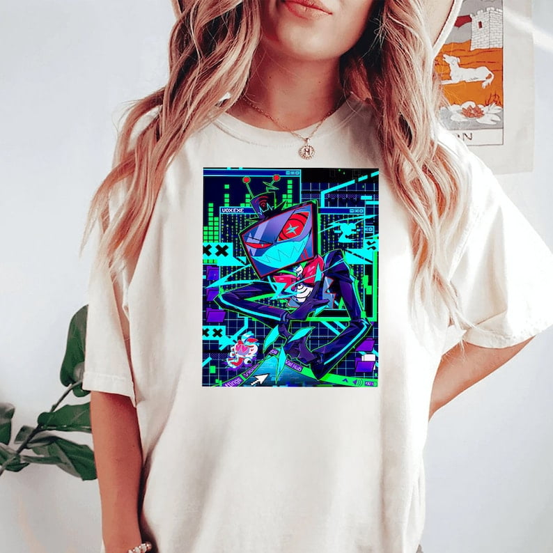 vox shirt, vox vaggie tshirt vox pfp alastor smile charlie vaggie angel ...