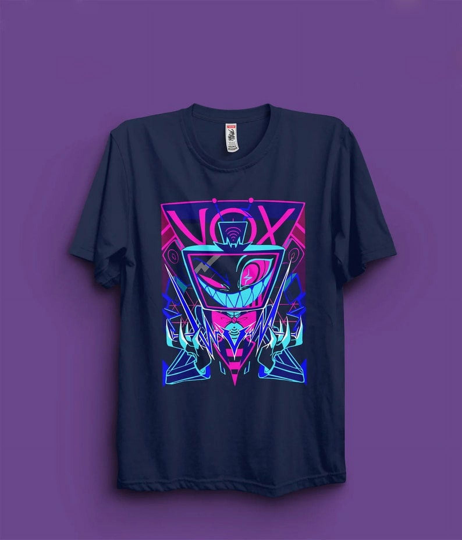 vox shirt, vox vaggie tshirt, vox pfp, alastor smile, charlie, vaggie ...