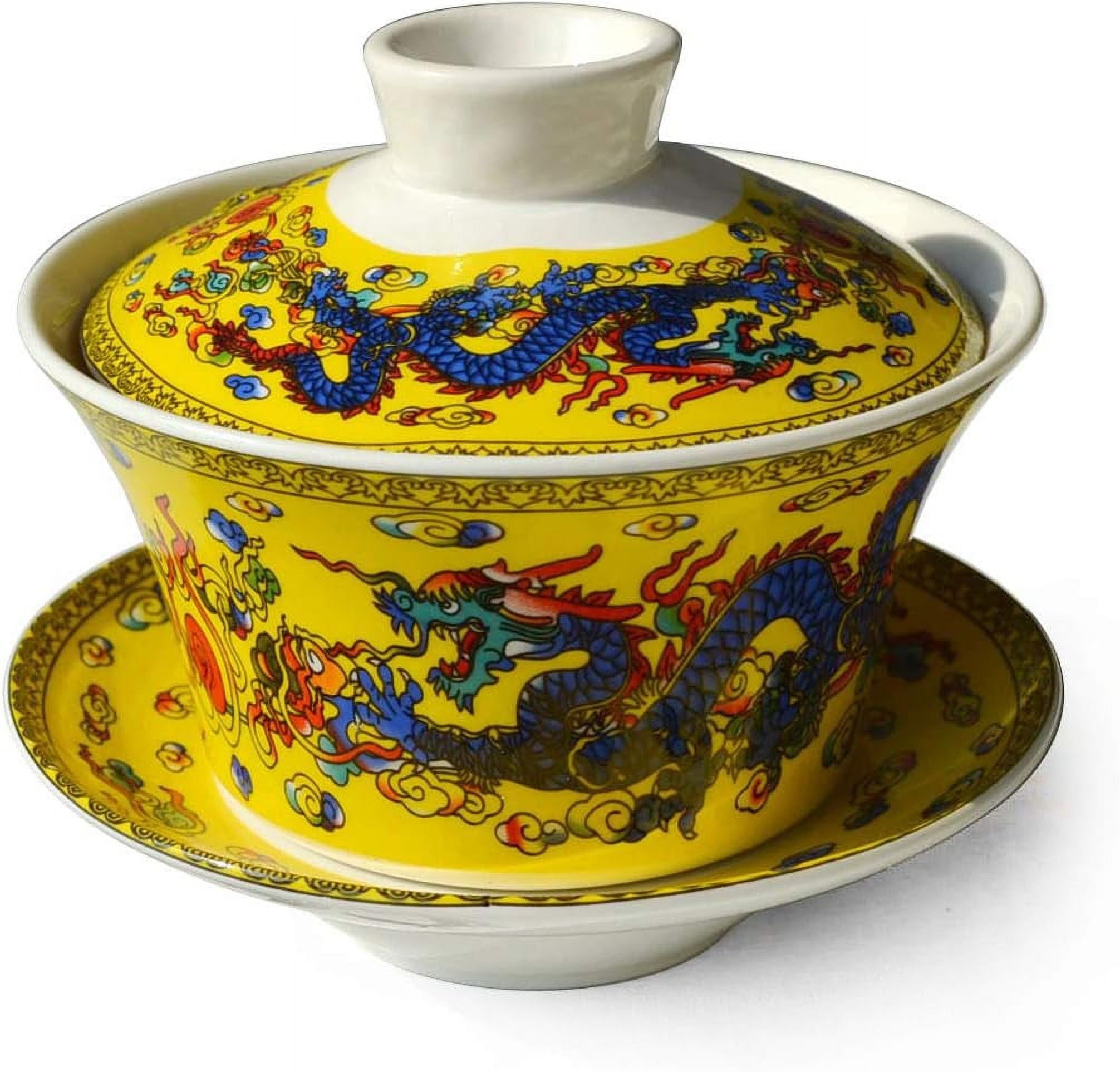 vv8oo Gaiwan Teacup 7oz Chinese Dargon Sancai Cover Bowl Lip Saucer Set ...