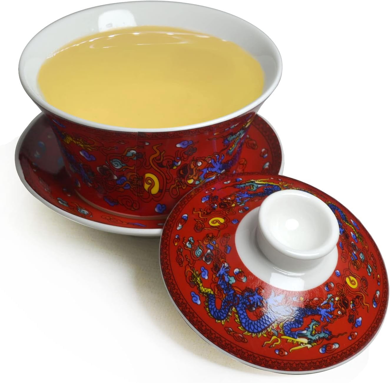 vv8oo Gaiwan Teacup 7oz Chinese Dargon Sancai Cover Bowl Lip Saucer Set ...