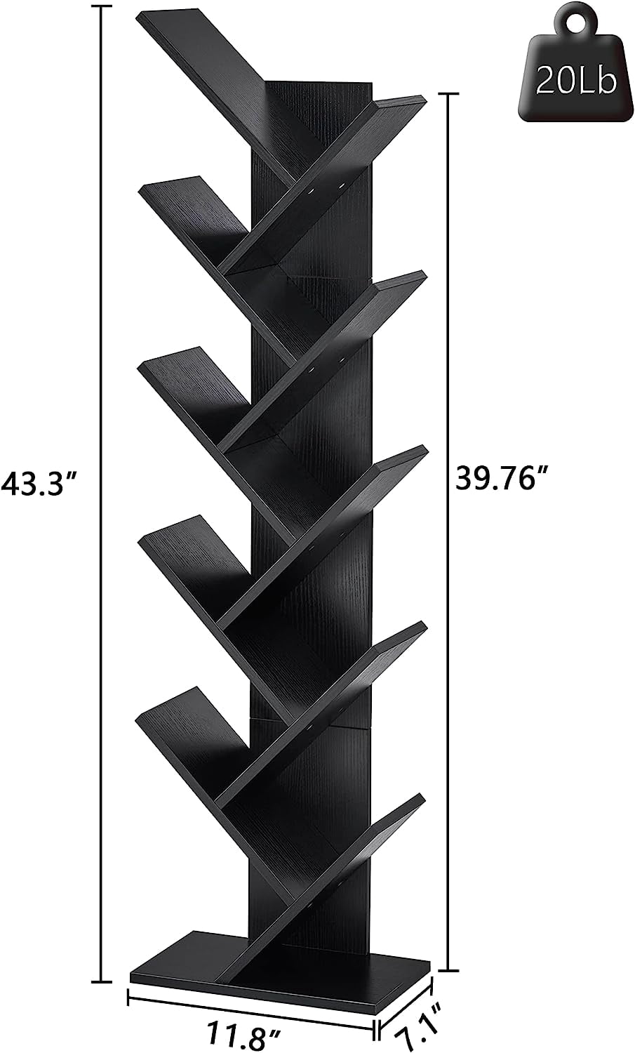 vyahstfk Hoctieon 10 Tier Tree Bookshelf 10 Shelf Bookcase Free ...