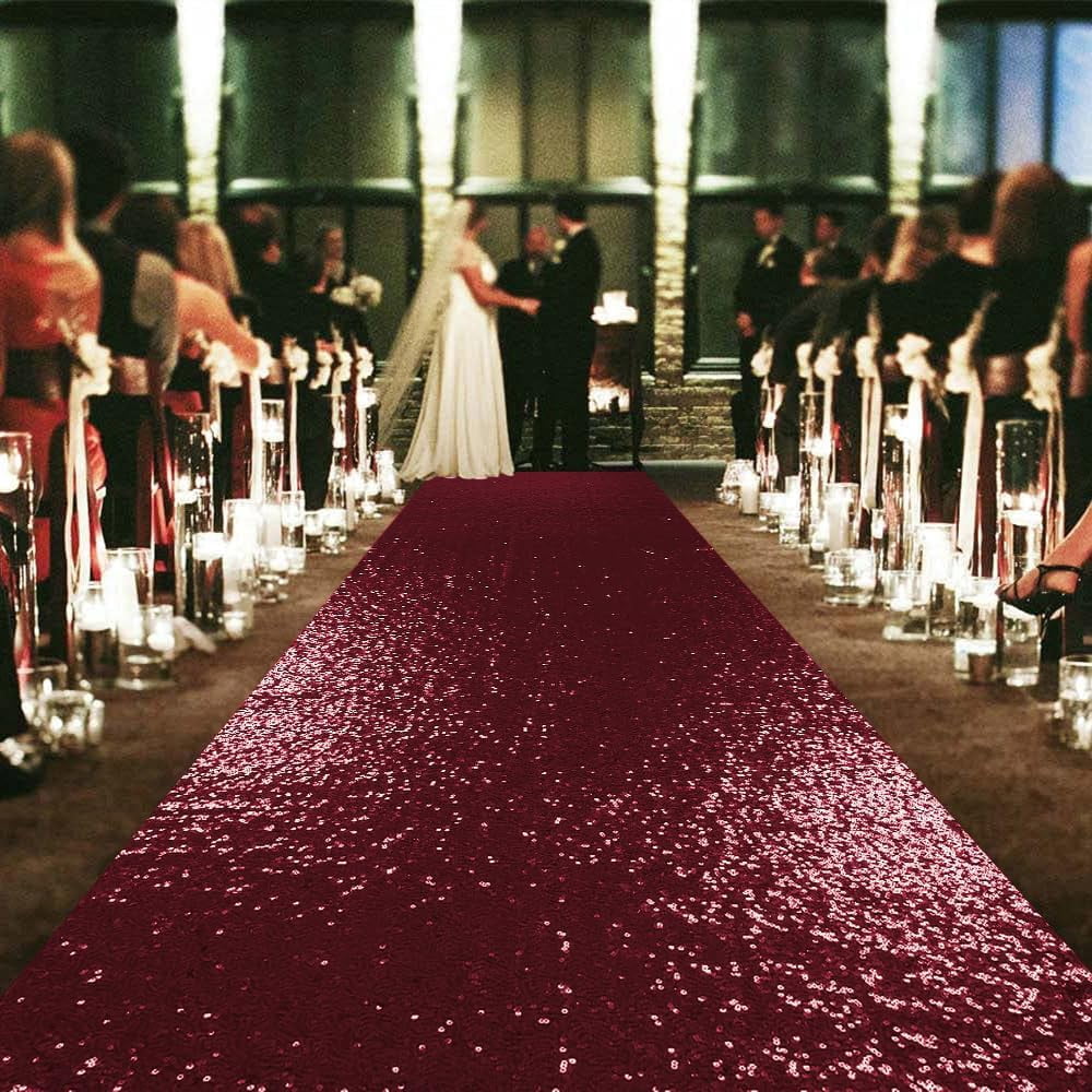 vyibiwop Red Sparkle Wedding Aisle Runner 4x20ft Glitter Carpet for ...