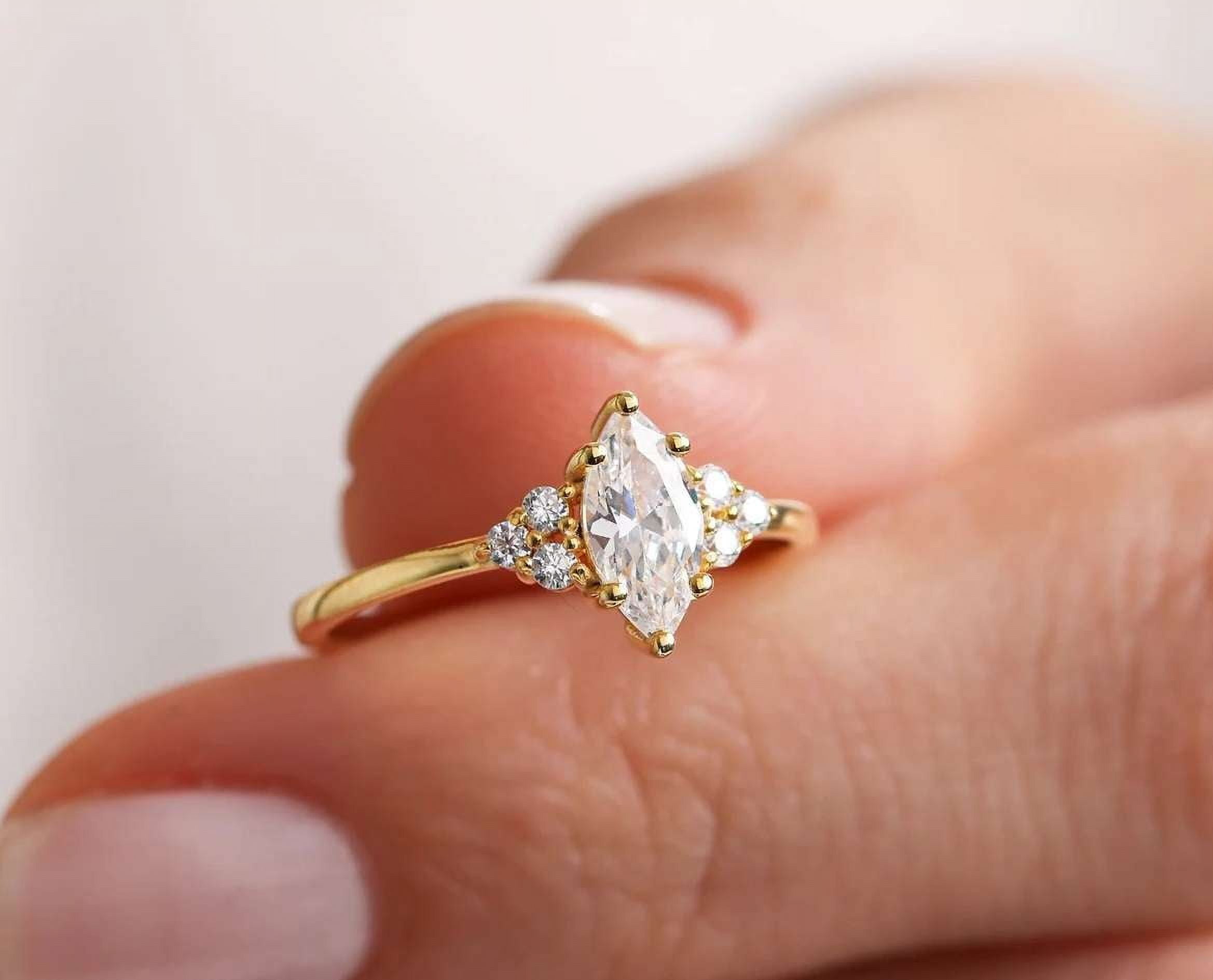 vylahjewellery 14K Yellow Gold Moissanite Diamond Ring Marquise Cut 1. ...