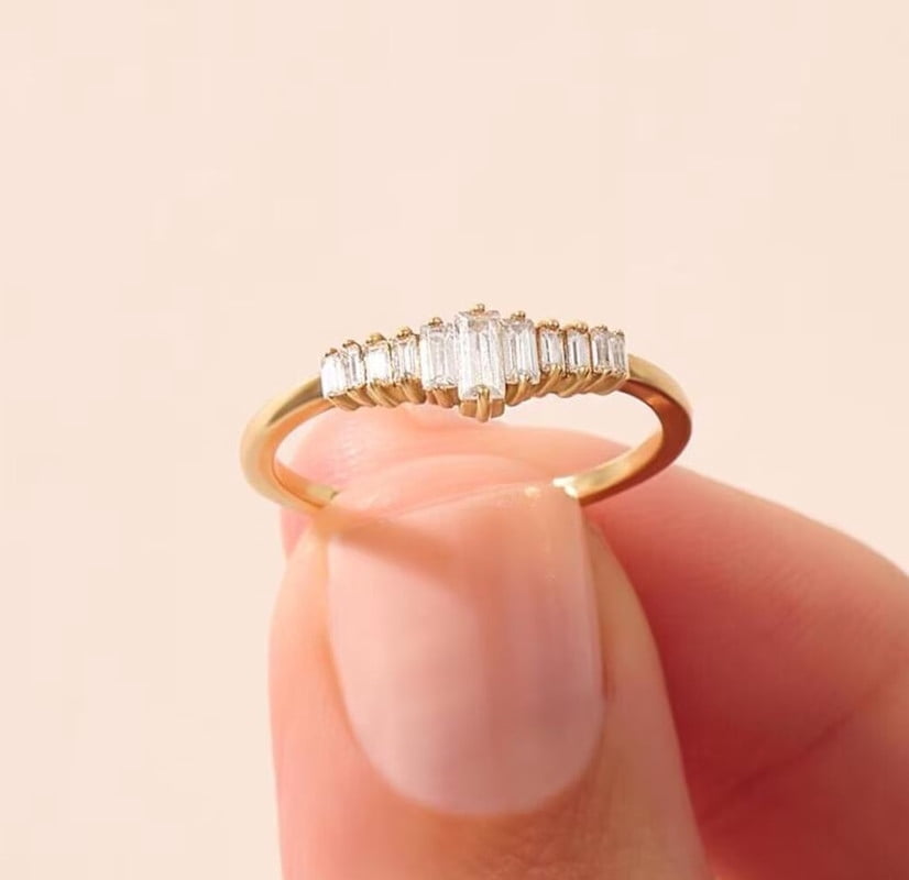 vylahjewellery 18K Yellow Gold Engagement Ring for Women Birth Stone ...