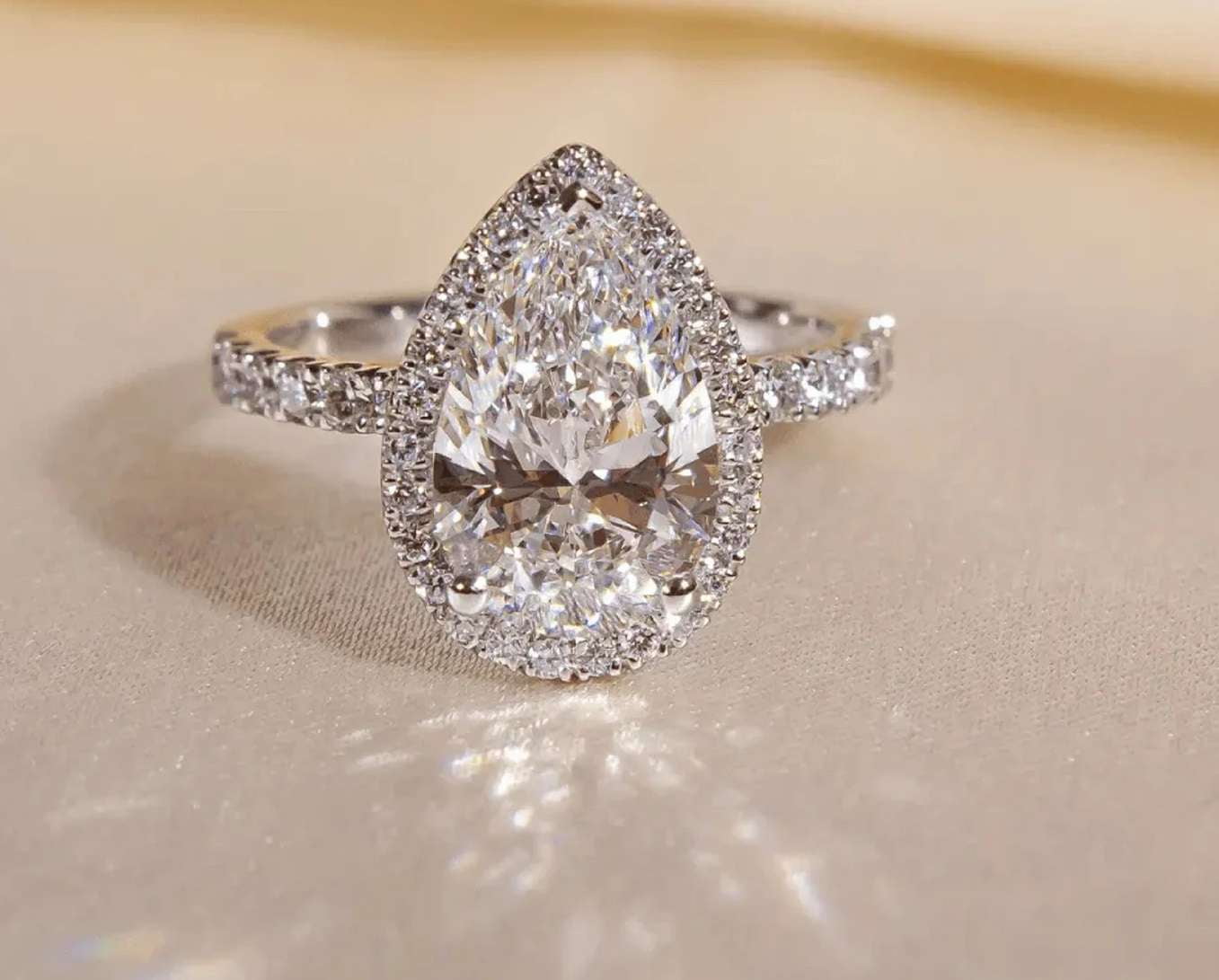 vylahjewellery 2.50 CT Pear Cut Halo Anniversary Ring 14K Rose Gold ...