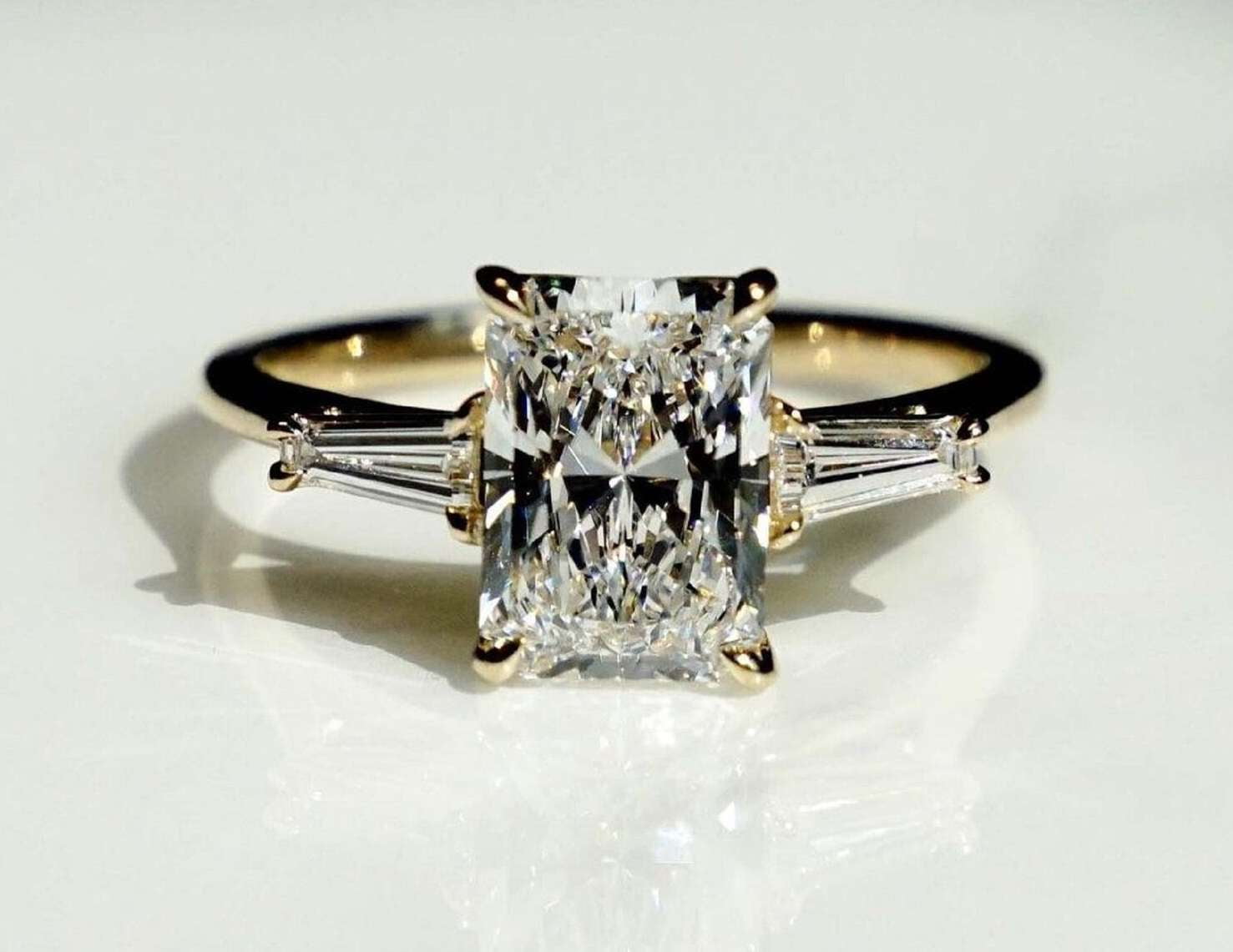 vylahjewellery 2 CT Radiant Cut Best Proposal Moissanite Diamond Ring ...