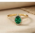 vylahjewellery Green Pear Shape Engagement Ring with Halo Setting ...