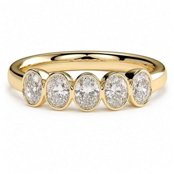 vylahjewellery Oval Cut 5 Stone Bezel Set Wedding Band, Engagement Ring ...