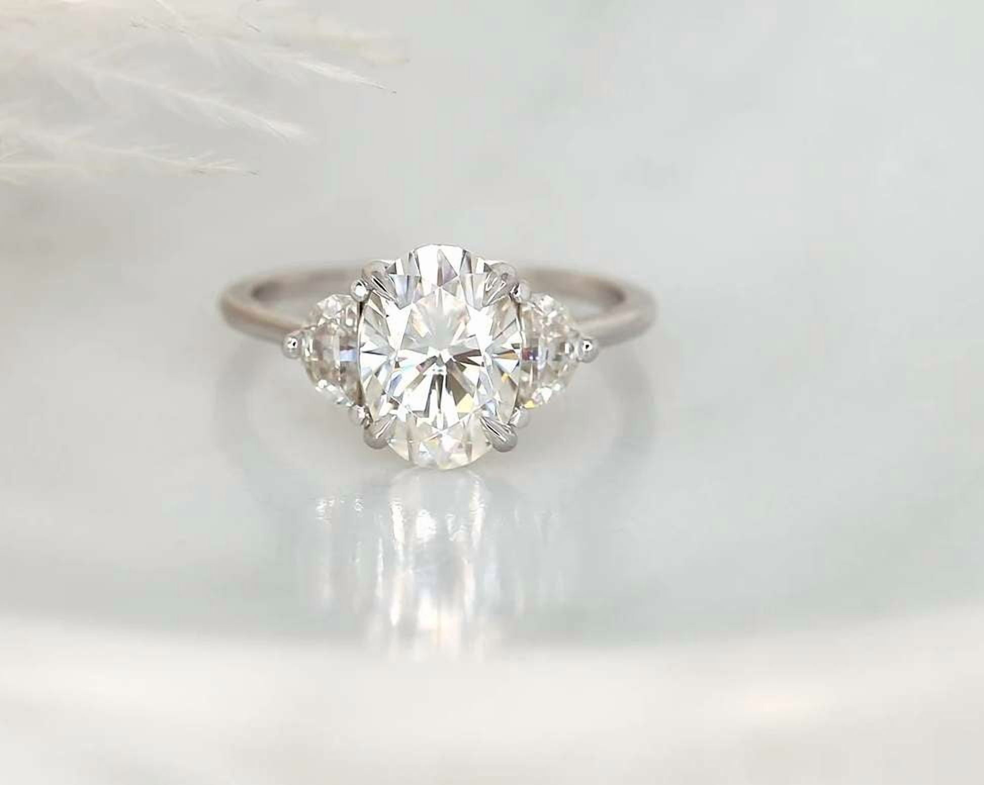 vylahjewellery Oval Cut Moissanite Engagement Ring with Side Stones – 3 ...