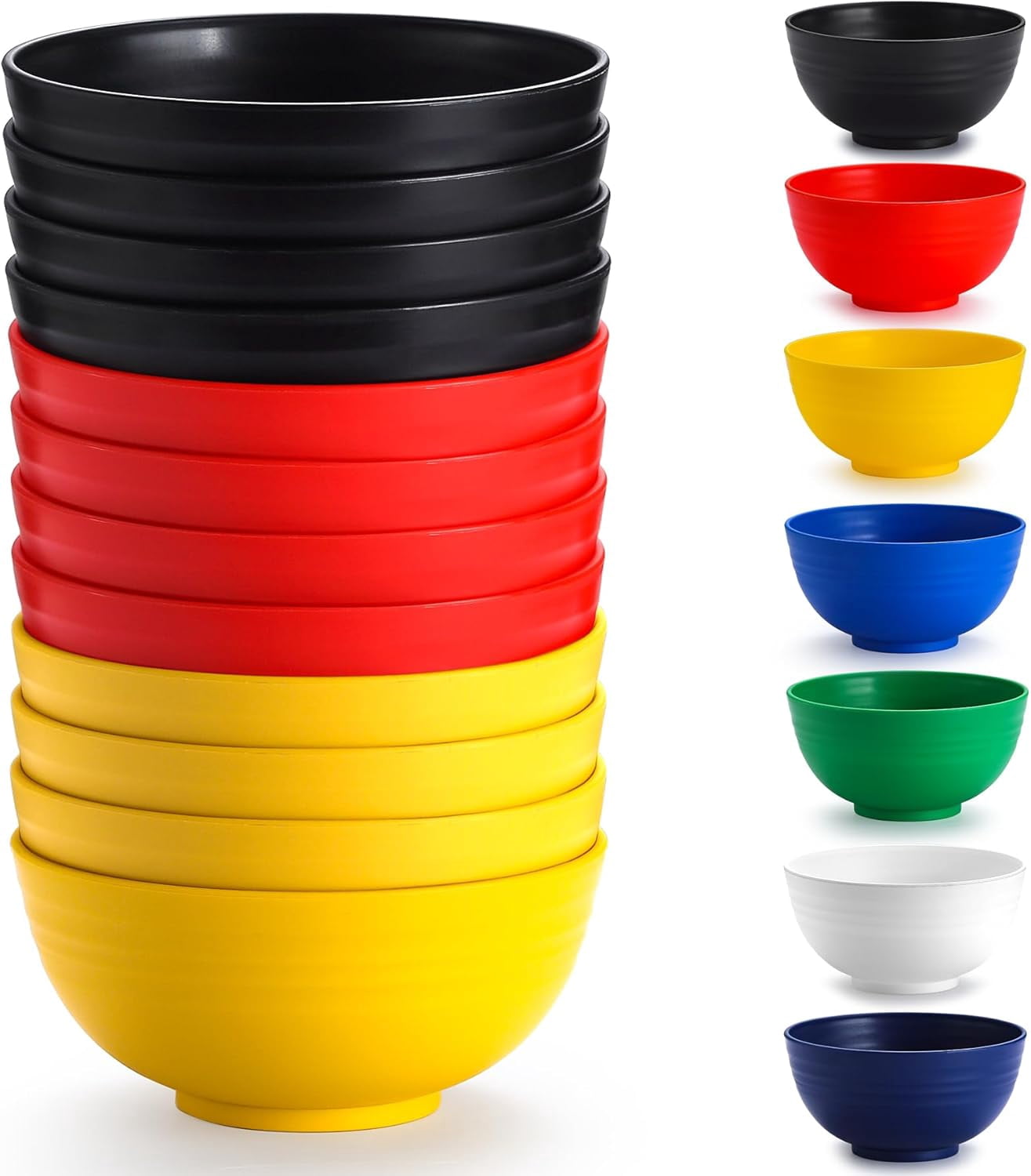 vysoltcl Plastic Bowls Set of 12 Pieces 25oz DE Color Reusable and ...