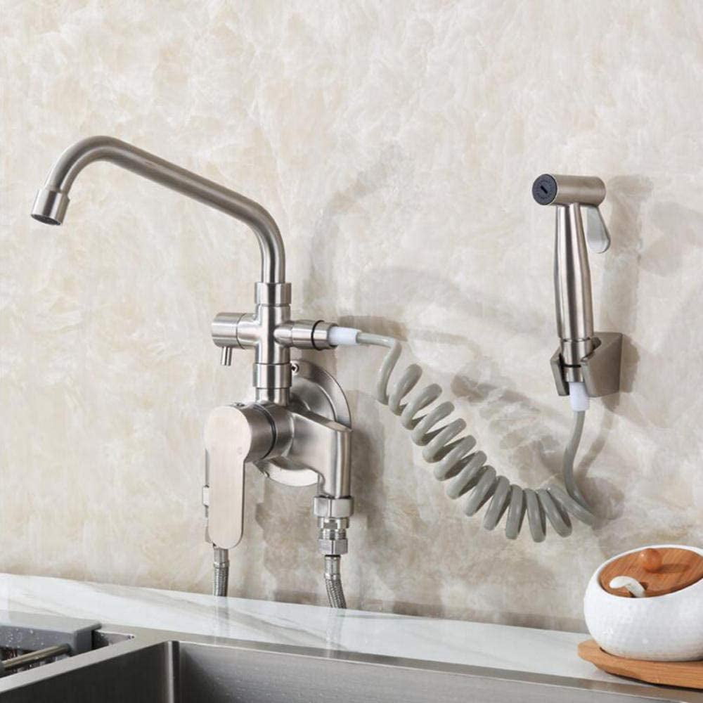 wall mount kitchen faucets, with spray gun, 304 stainless steel, wall ...