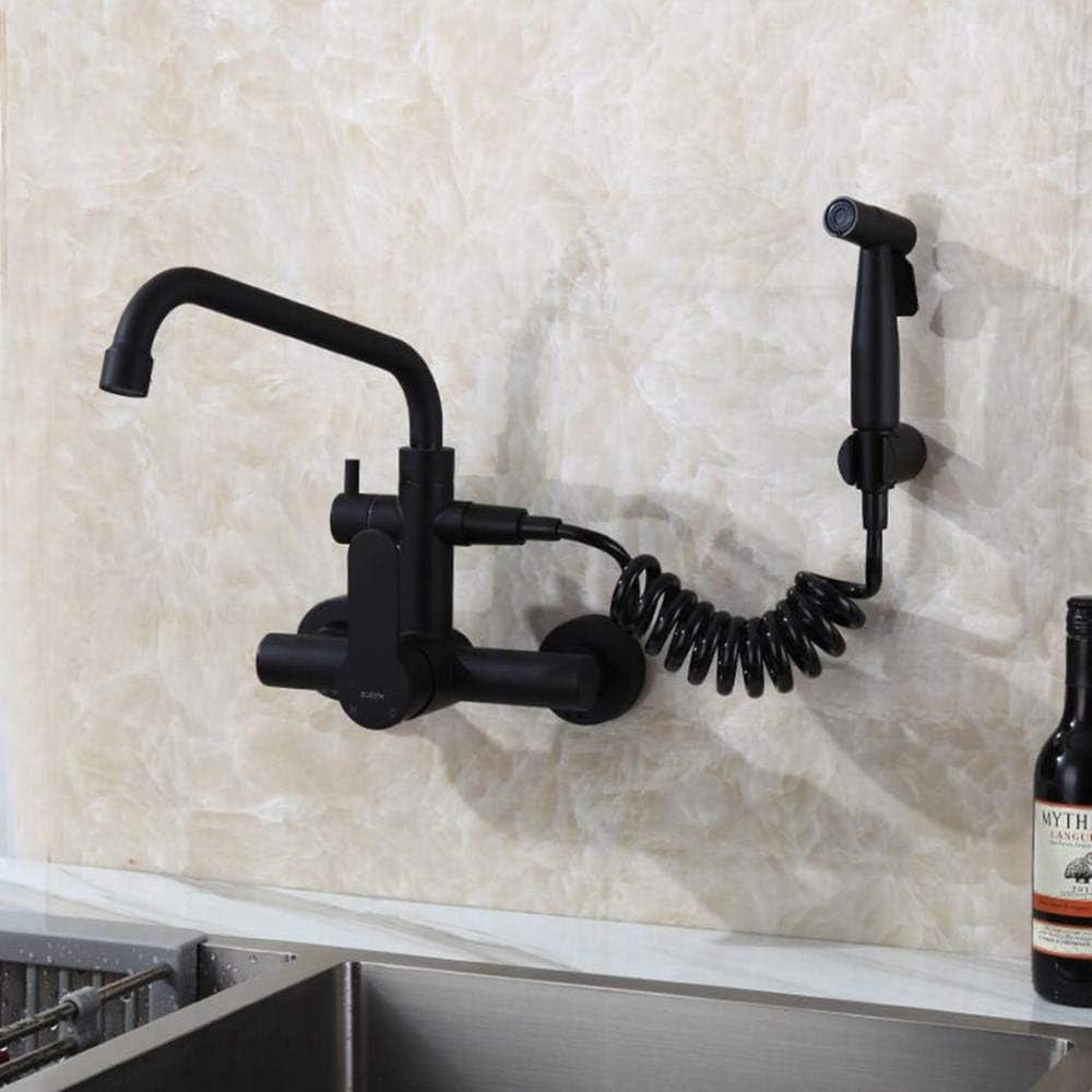 wall mount kitchen faucets, spray gun, double-hole, black, 304 ...