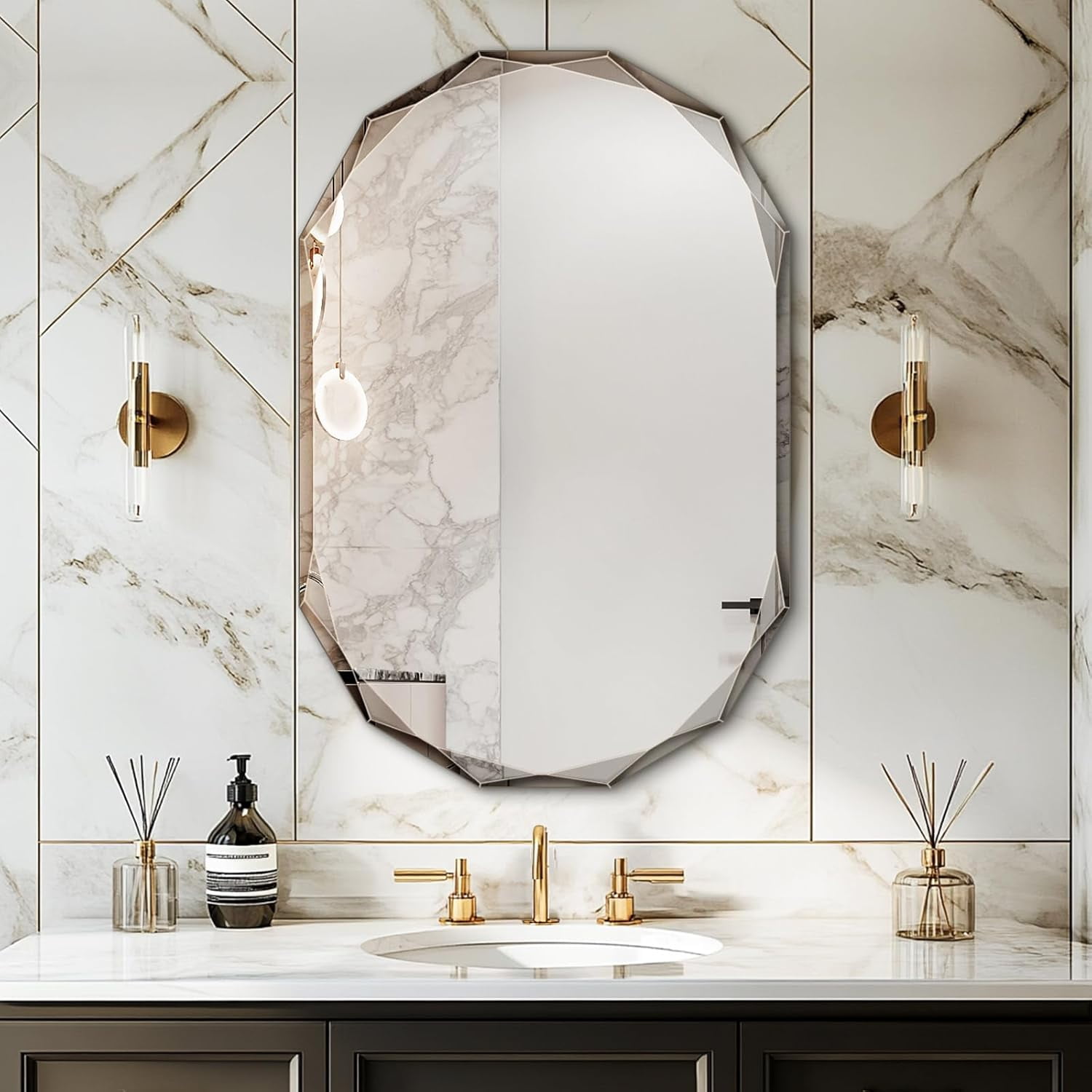 Wall Mounted Bathroom Vanity Mirror, 20"x30" Single Beveled Edge ...