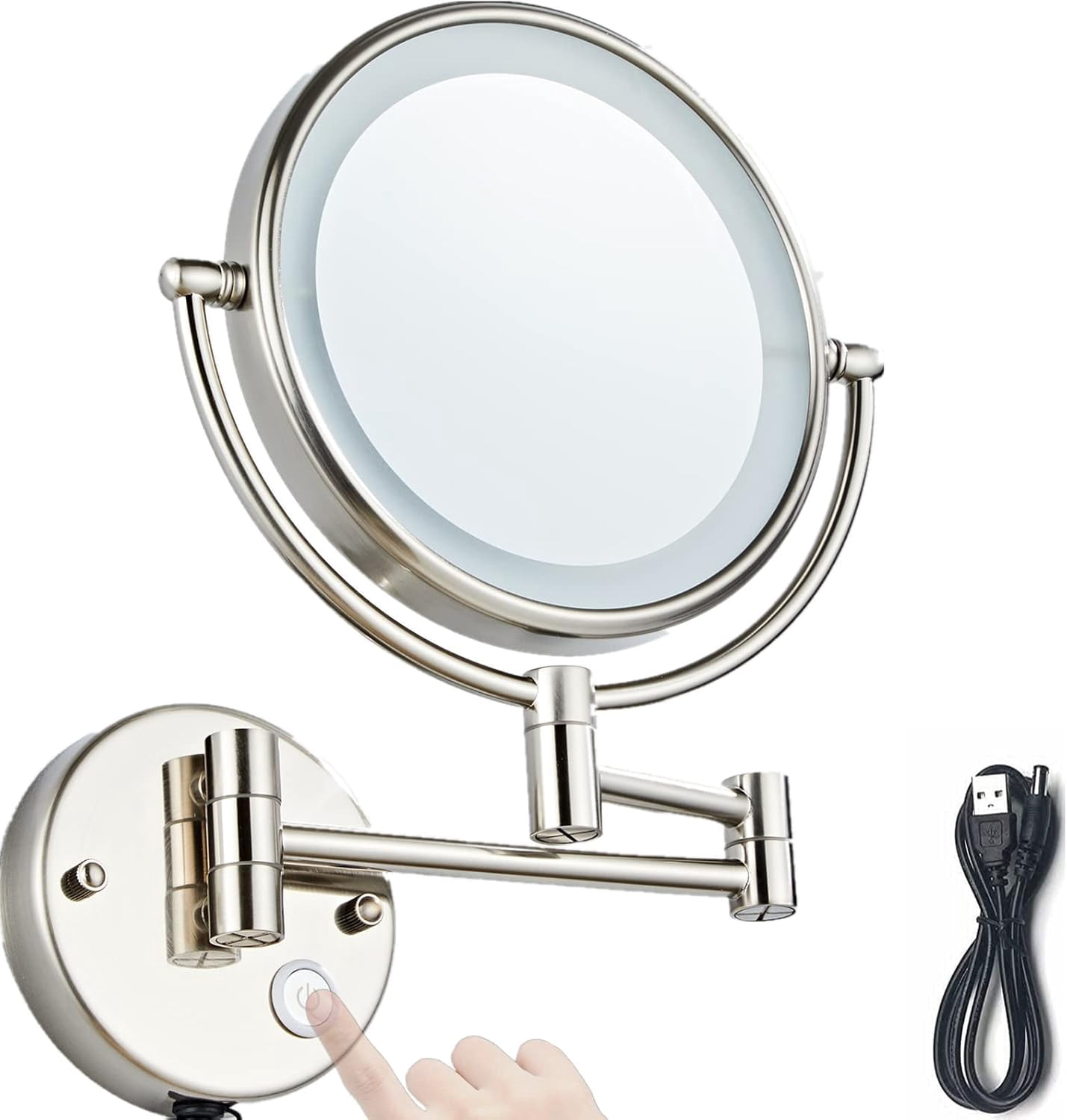 wall mounted makeup mirror with 10x magnification, 8 inch double sided ...