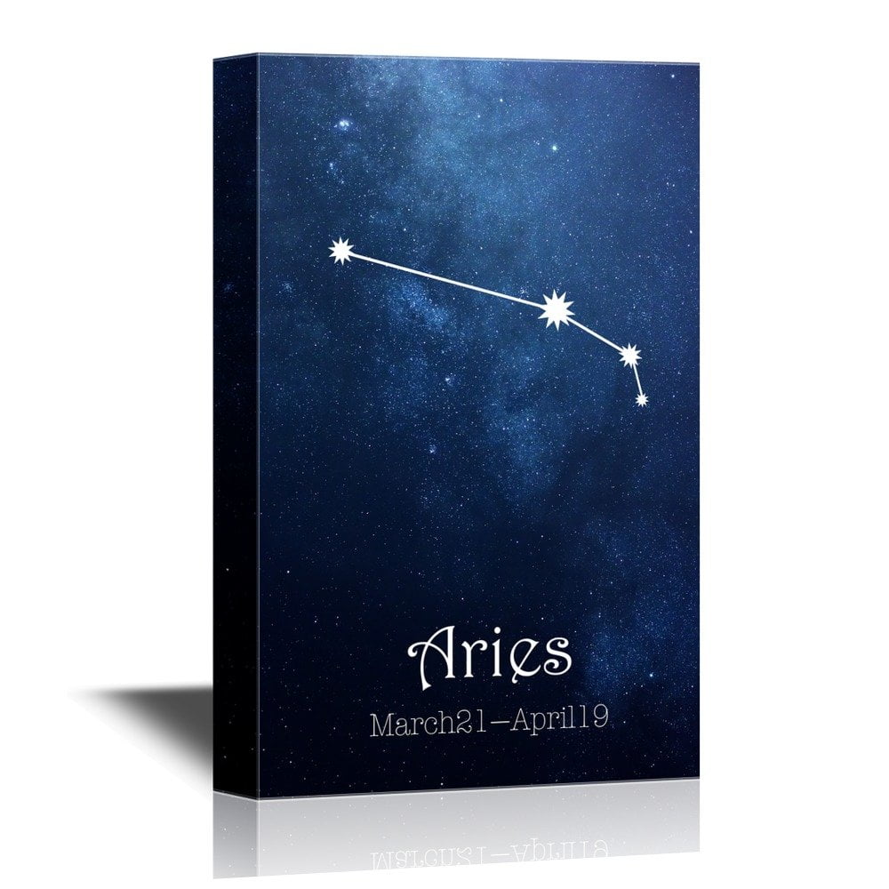 wall26 - 12 Zodiac Signs Constellation Canvas Wall Art - Aries - Gallery Wrap Modern Home Art ...
