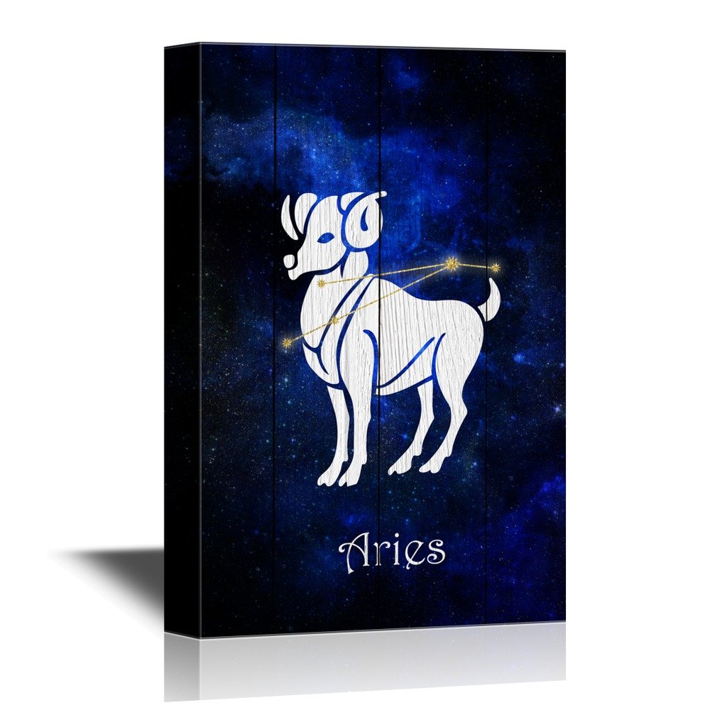 wall26 - 12 Zodiac Signs Constellation Canvas Wall Art - Aries ...