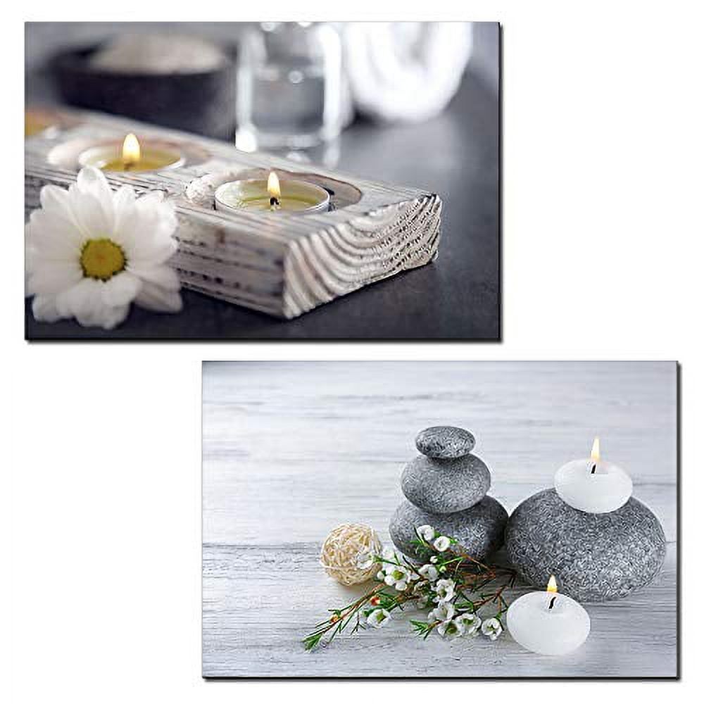 LED Lighted Flickering Candles with Ribbon Canvas Wall Art 12" x 12 ...