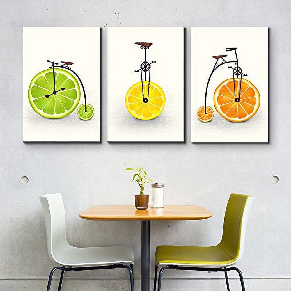 wall26 - 3 Panel Canvas Wall Art - Citrus as Wheels Triptych Series ...